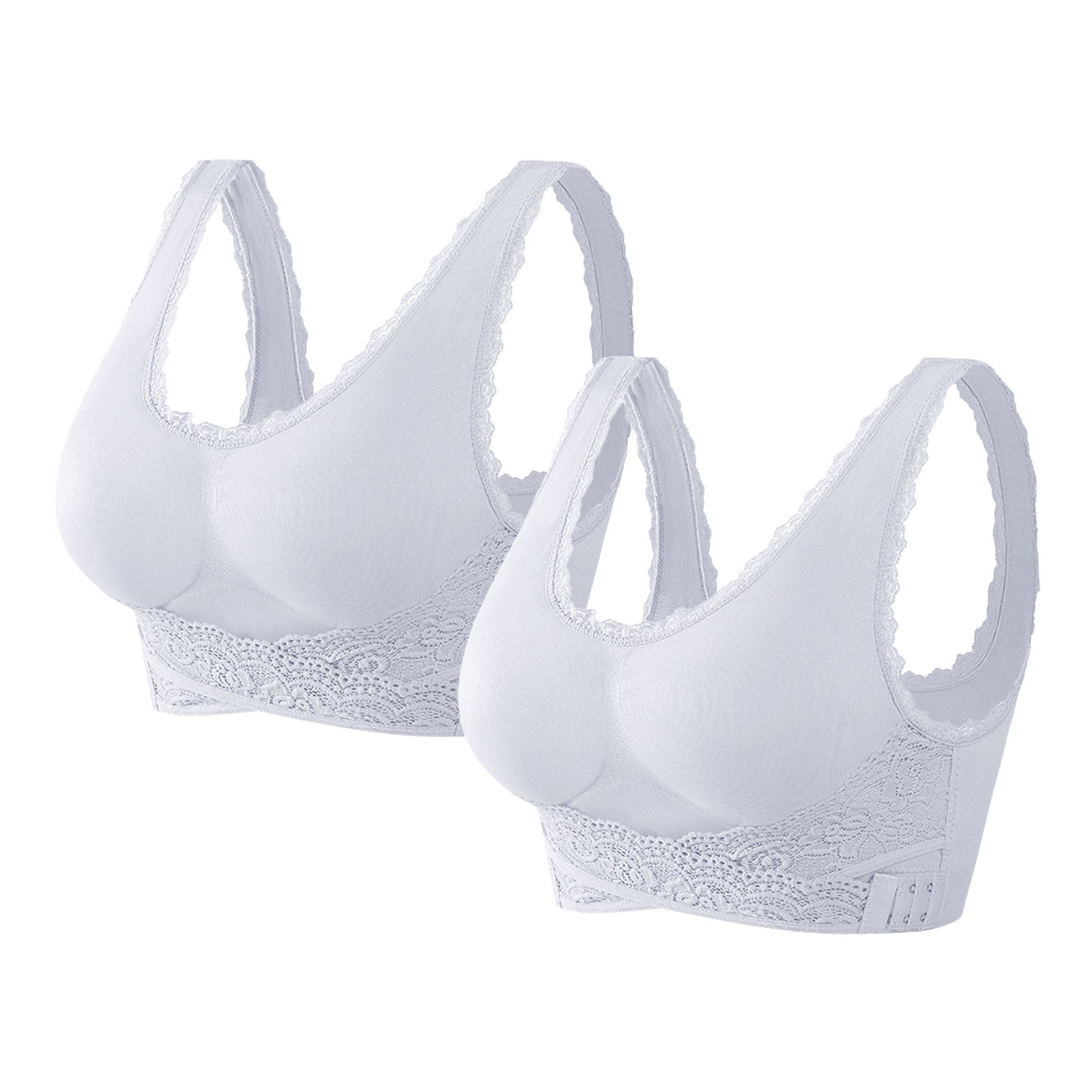 TEVEQ Front Closure Bras for Older Women Front Snap Closure Padded Bra ...