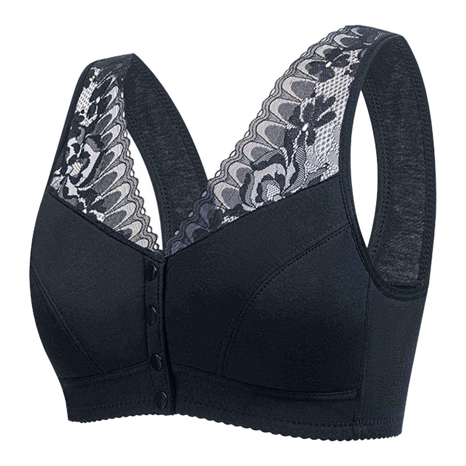 TEVEQ Front Closure Bras for Women Wireless Bralett Seamless V-Neck ...
