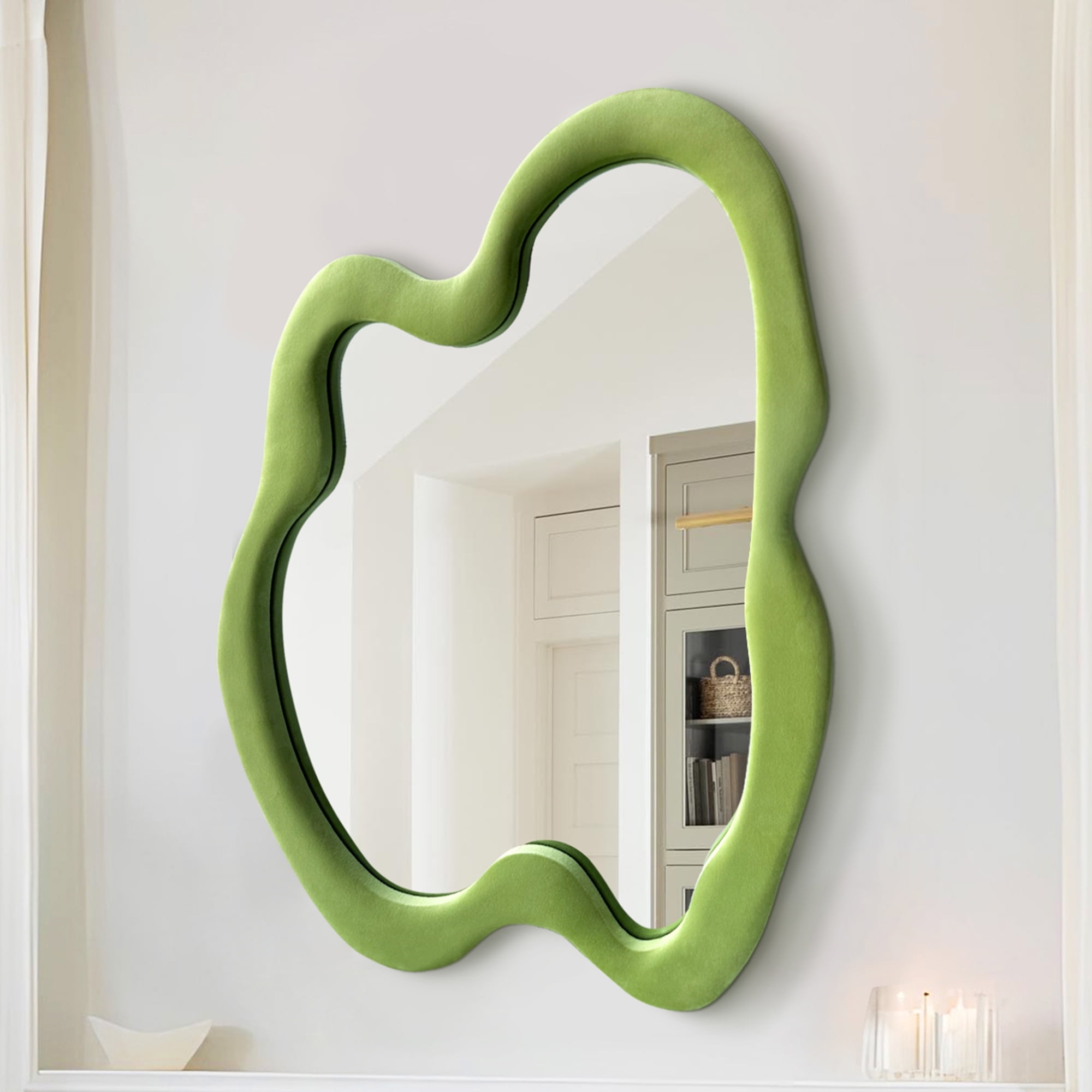TEWLOSS Irregular Wall Mirrors for Wall Decor Flannel Wood Framed 20 ...