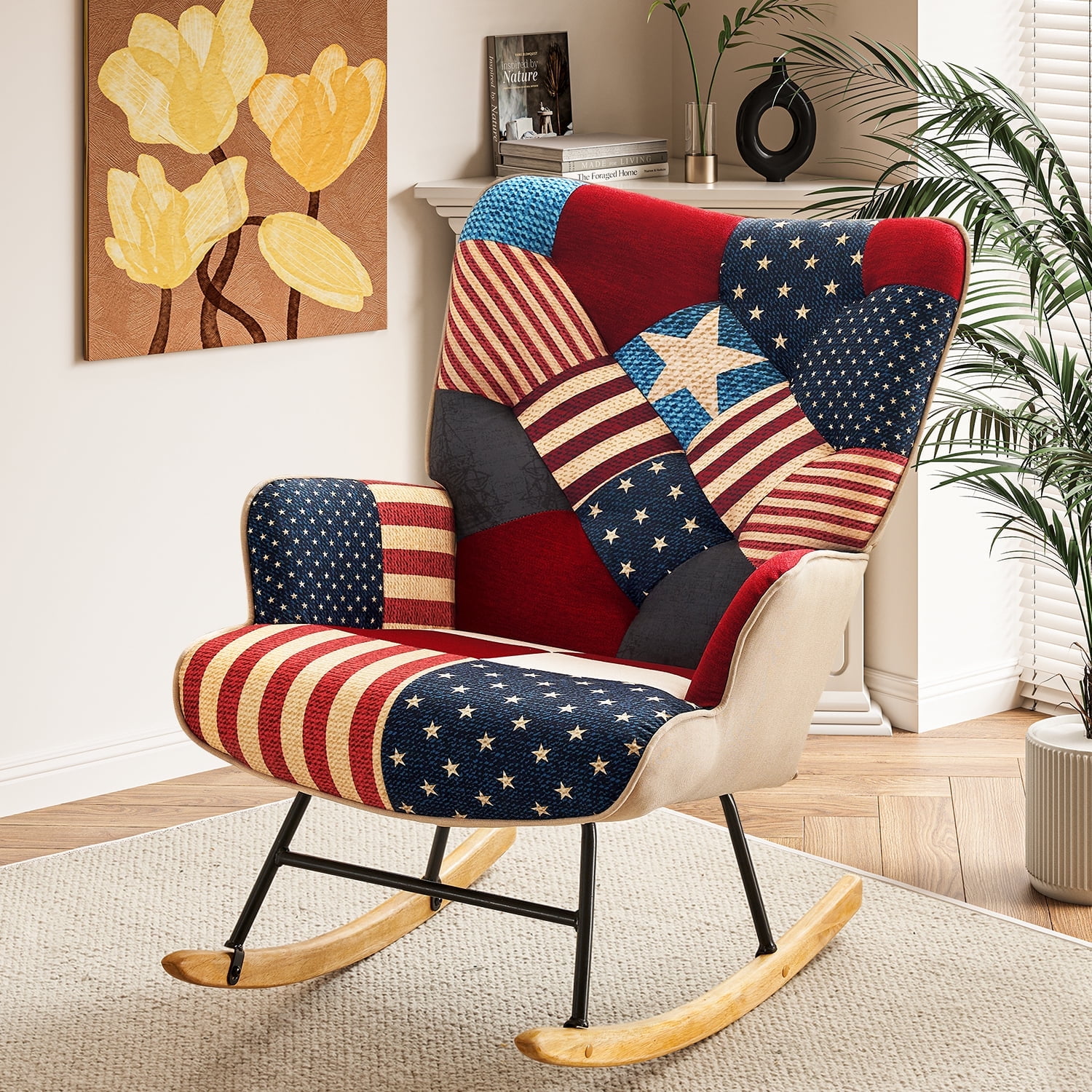 AUSTUFF Modern Upholstered Bedroom Glider Armchair for Adults, Nursery ...