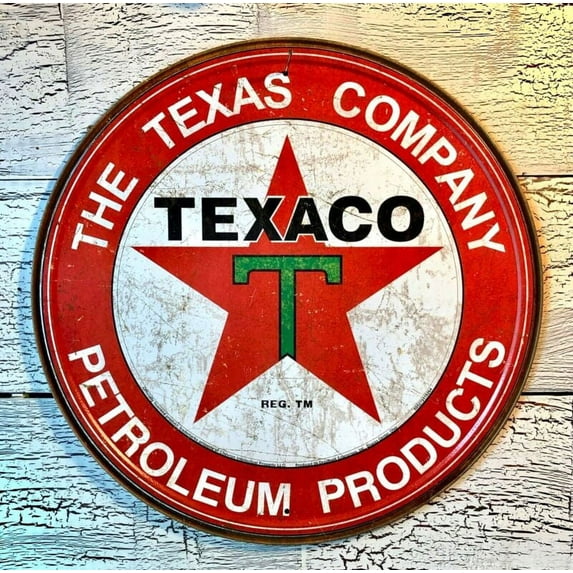 "TEXACO COMPANY PETROLEUM PRODUCTS" ROUND METAL ADVERTISING SIGN Size ...