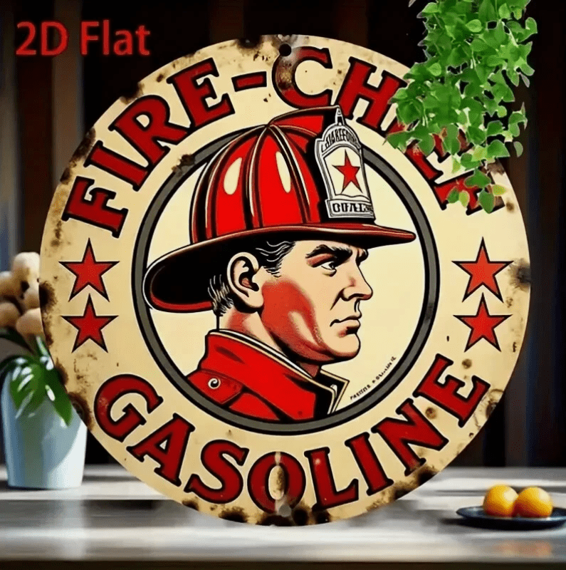 TEXACO FIRE CHIEF Aluminum Round Weatherproof Sign RETRO STYLE GARAGE ...