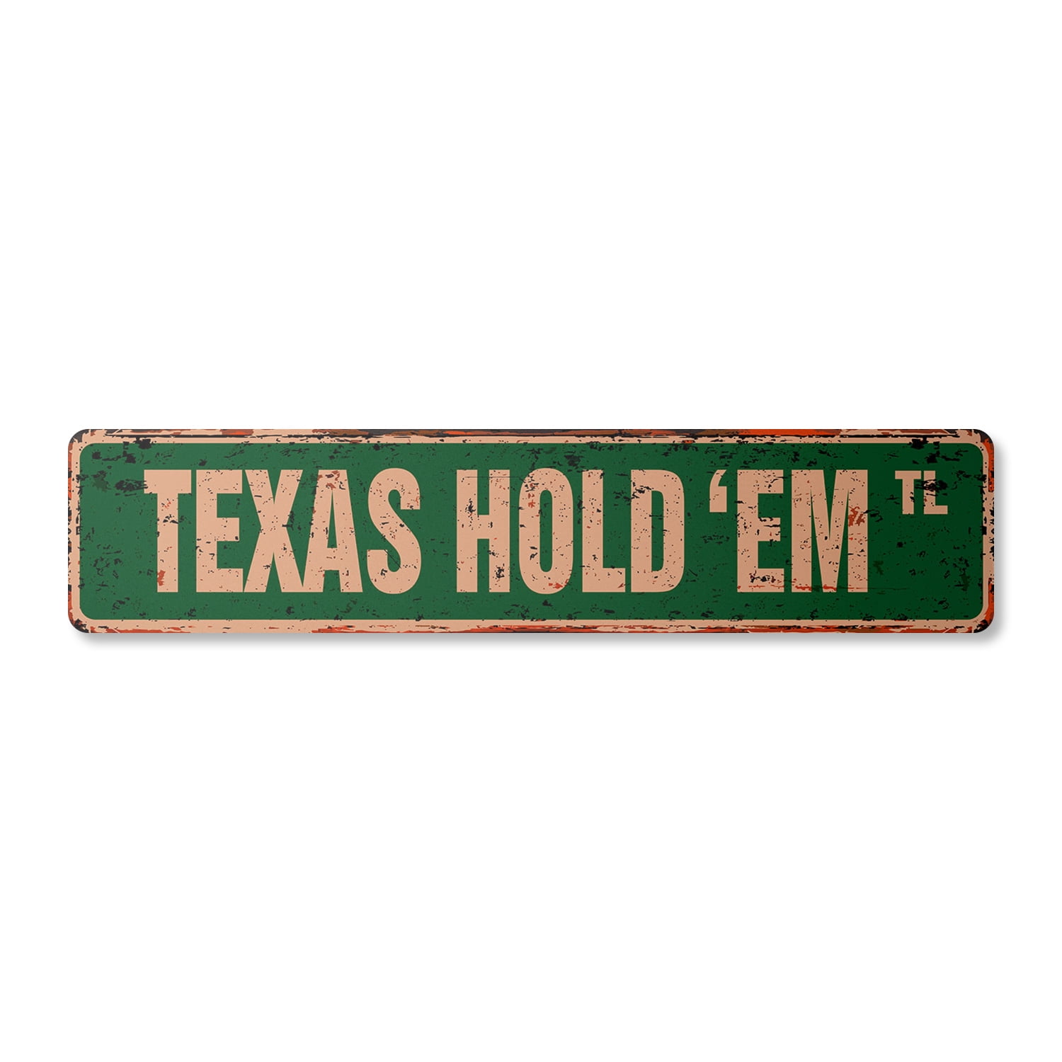 TEXAS HOLD 'EM Vintage Plastic Street Sign card game player play gamble ...