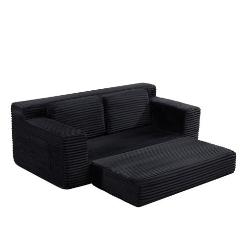 TEXBM 2-in-1 Convertible Corduroy Sofa Bed, Memory Foam Boneless Floor ...