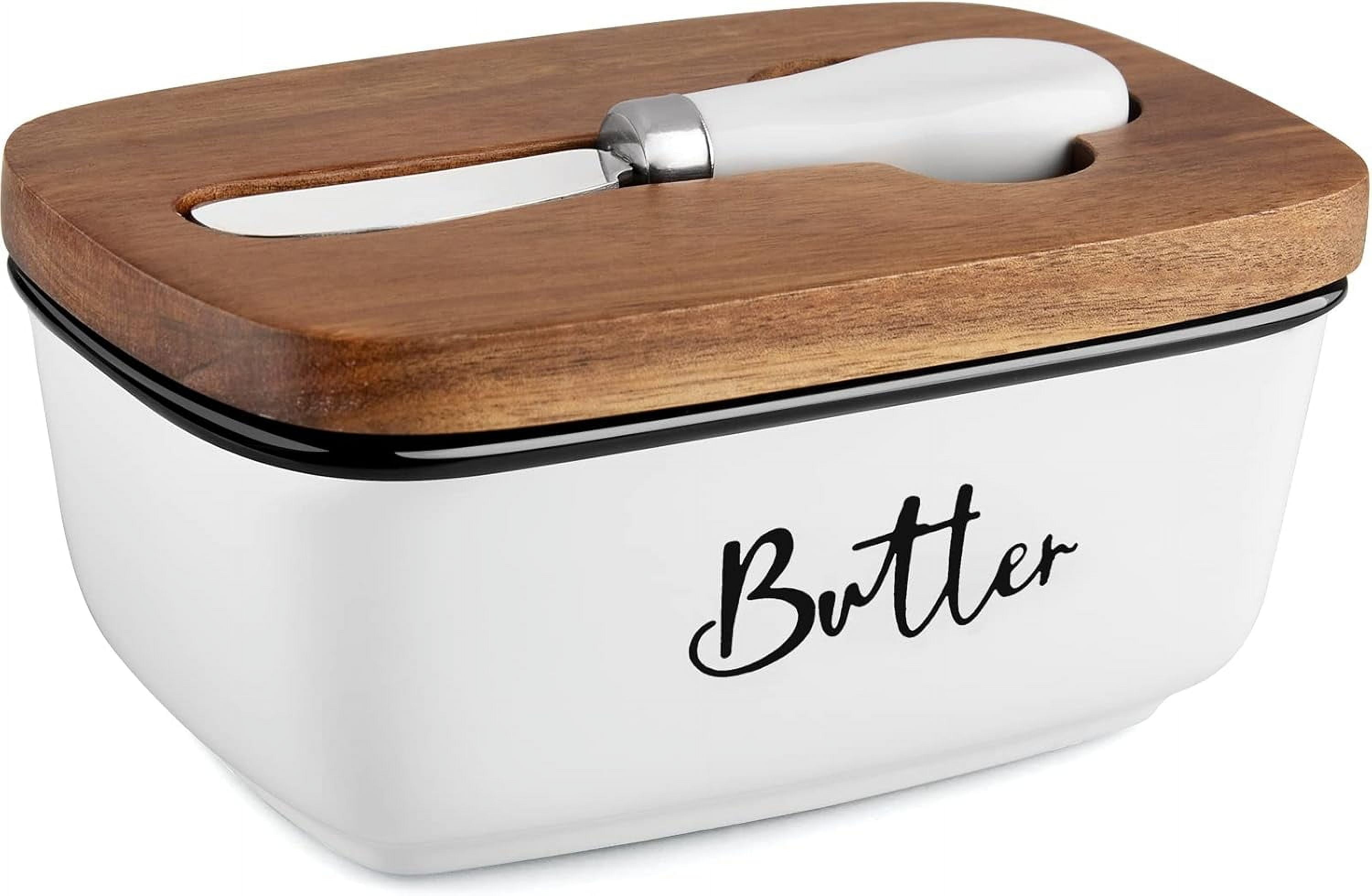 TEXIJUSO Butter Dish with Lid and Knife for Countertop, Airtight Butter ...