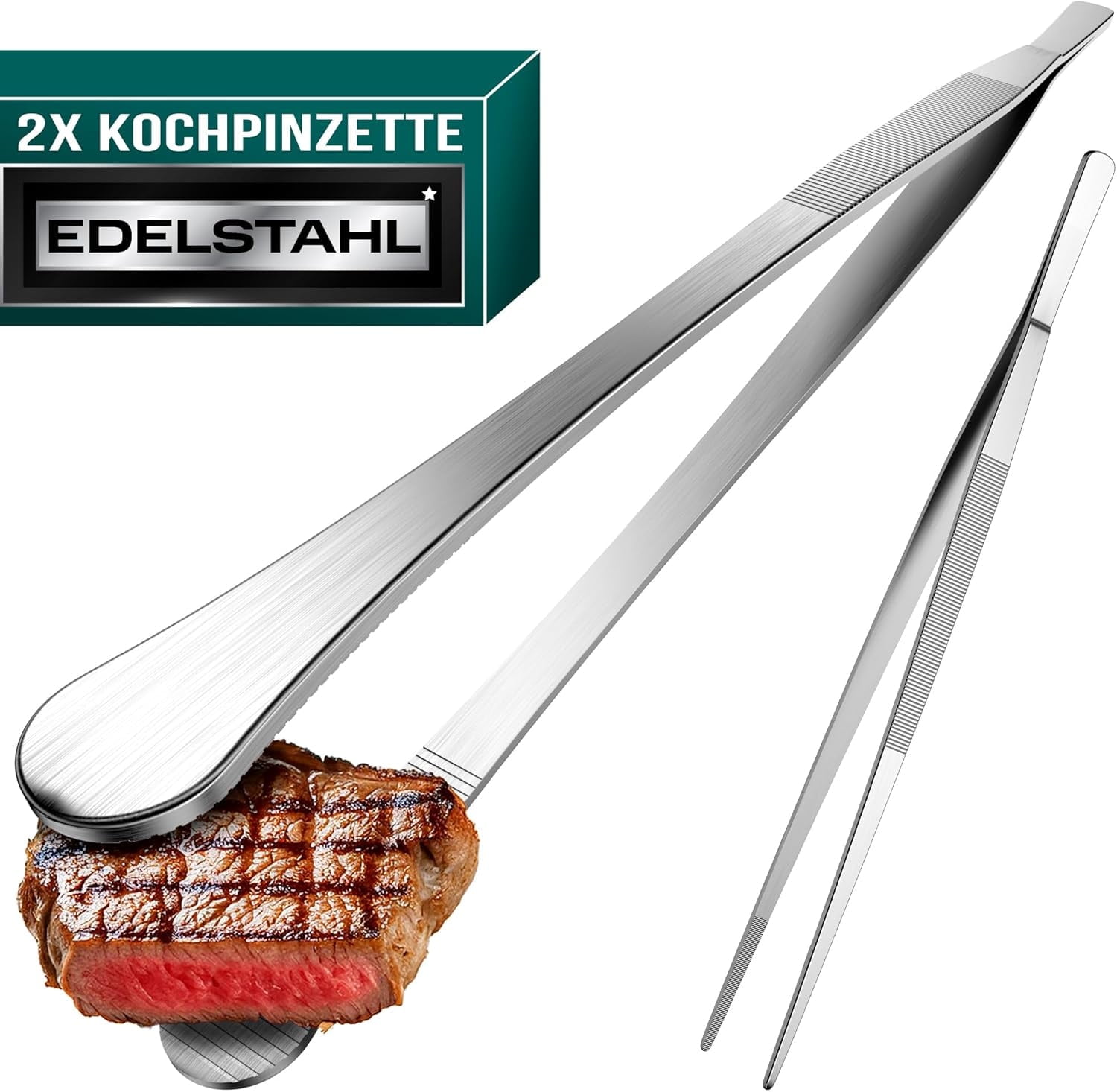 TEXIJUSO Cooking Tweezers - 2 Pieces Cooking Tweezers Stainless Steel ...