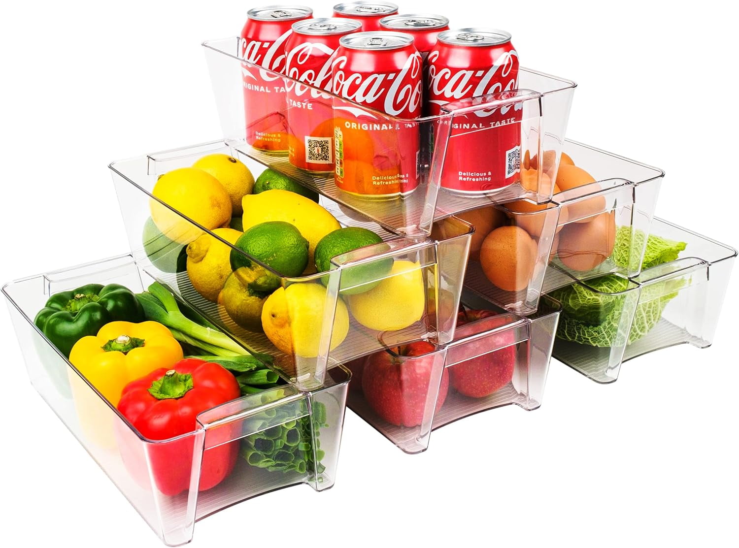 TEXIJUSO Pack of 6 Fridge Organiser Set - Clear Storage Containers ...