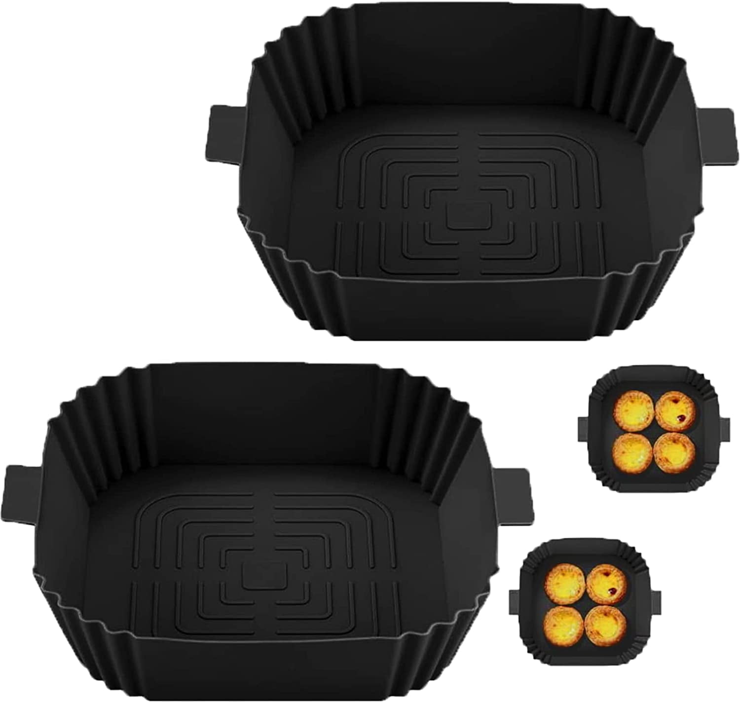 TEXIJUSO Silicone Air Fryer Liners, 2Pack Square Air Fryer Basket Tray ...