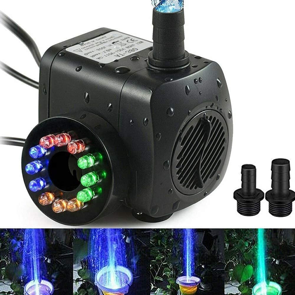 TEYJRY Submersible Fountain, Pond & Pool Pumps with LED Light for Ponds ...