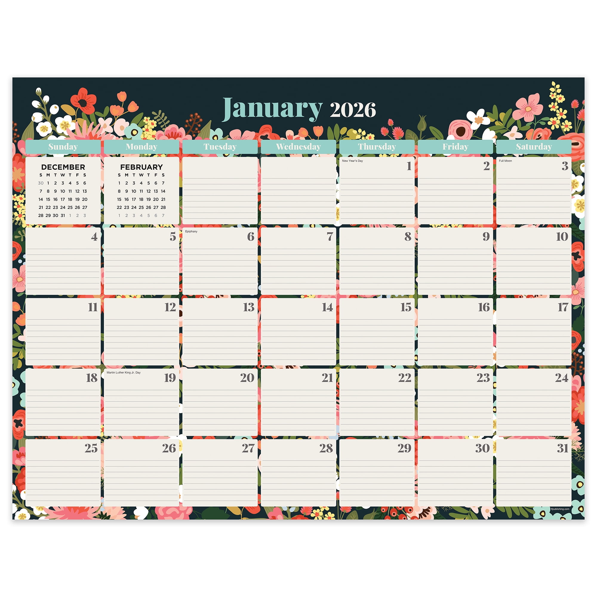 TF Publishing 2026 Bountiful Blooms Large Desk Pad Monthly Blotter ...