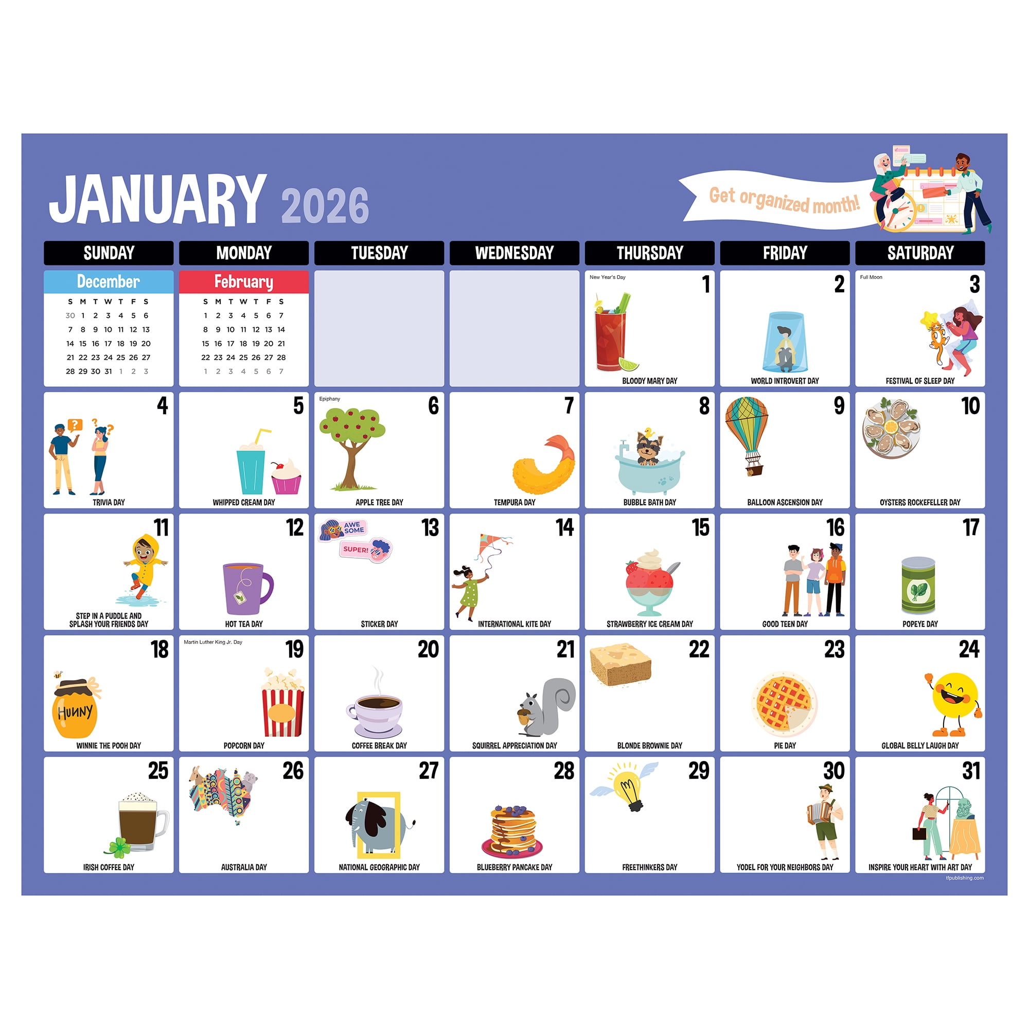 TF Publishing 2026 Every Day's A Holiday Desk Pad Monthly Blotter ...