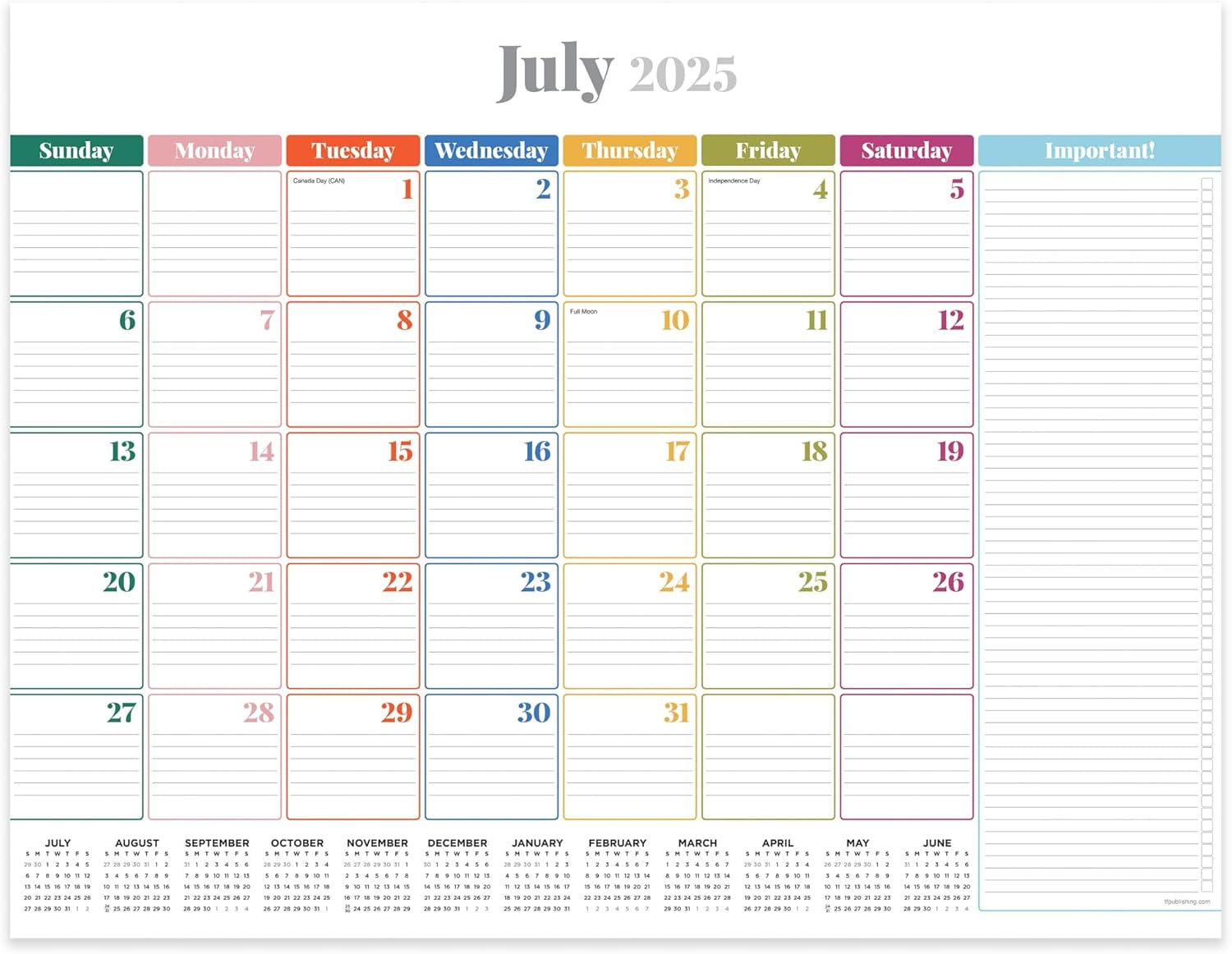 TF Publishing July 2025 - June 2026 Rainbow Blocks Large Desk Pad ...