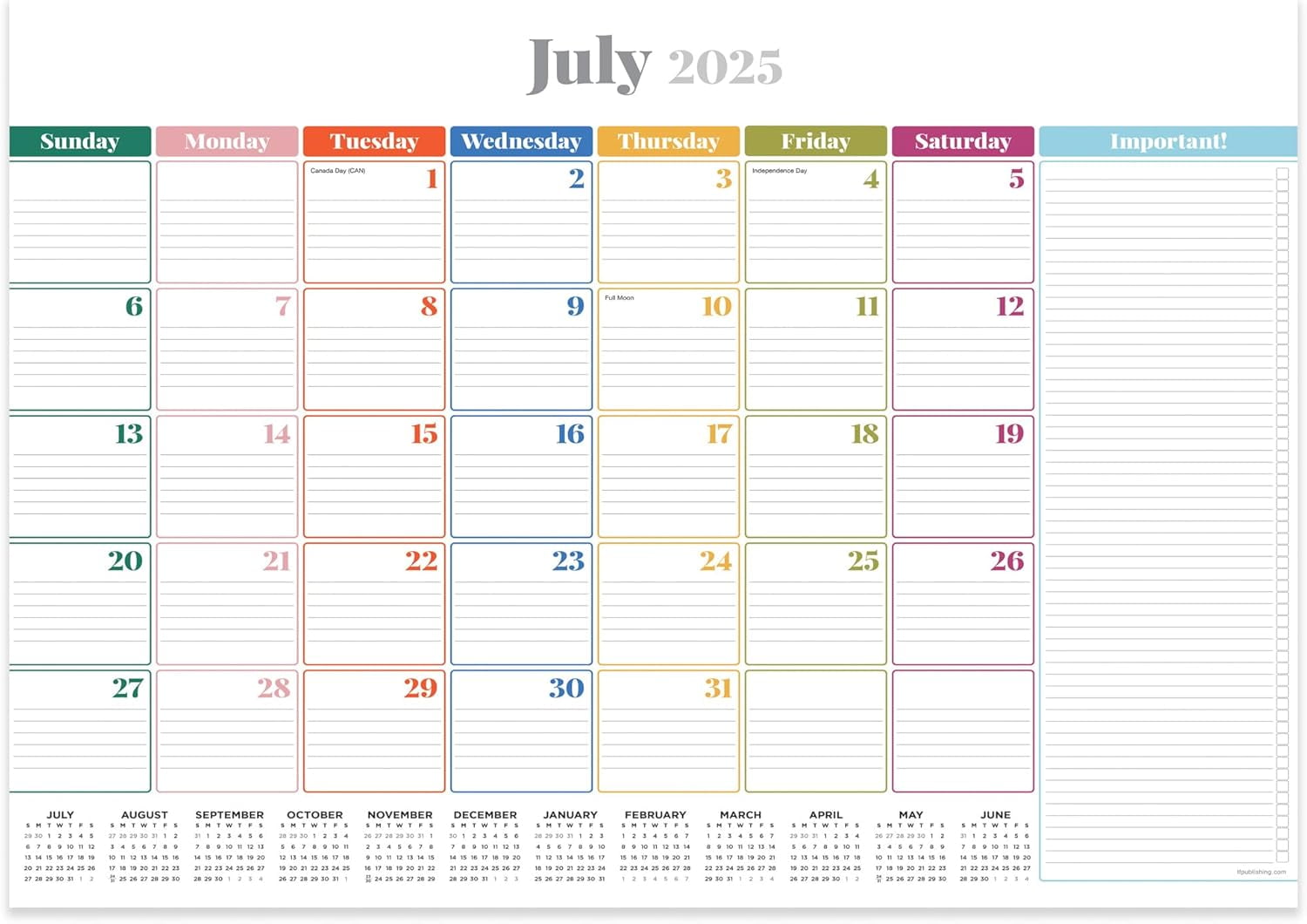 TF Publishing July 2025 - June 2026 Rainbow Blocks Medium Desk Pad ...