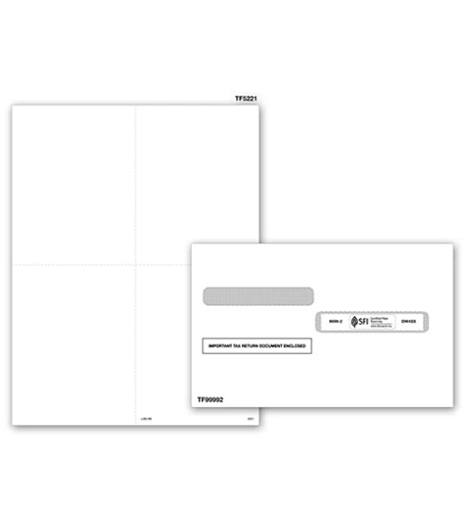 TF5221E 2023 Laser Blank W 2 4 Up Without Backer With Envelope 8 1 2 X