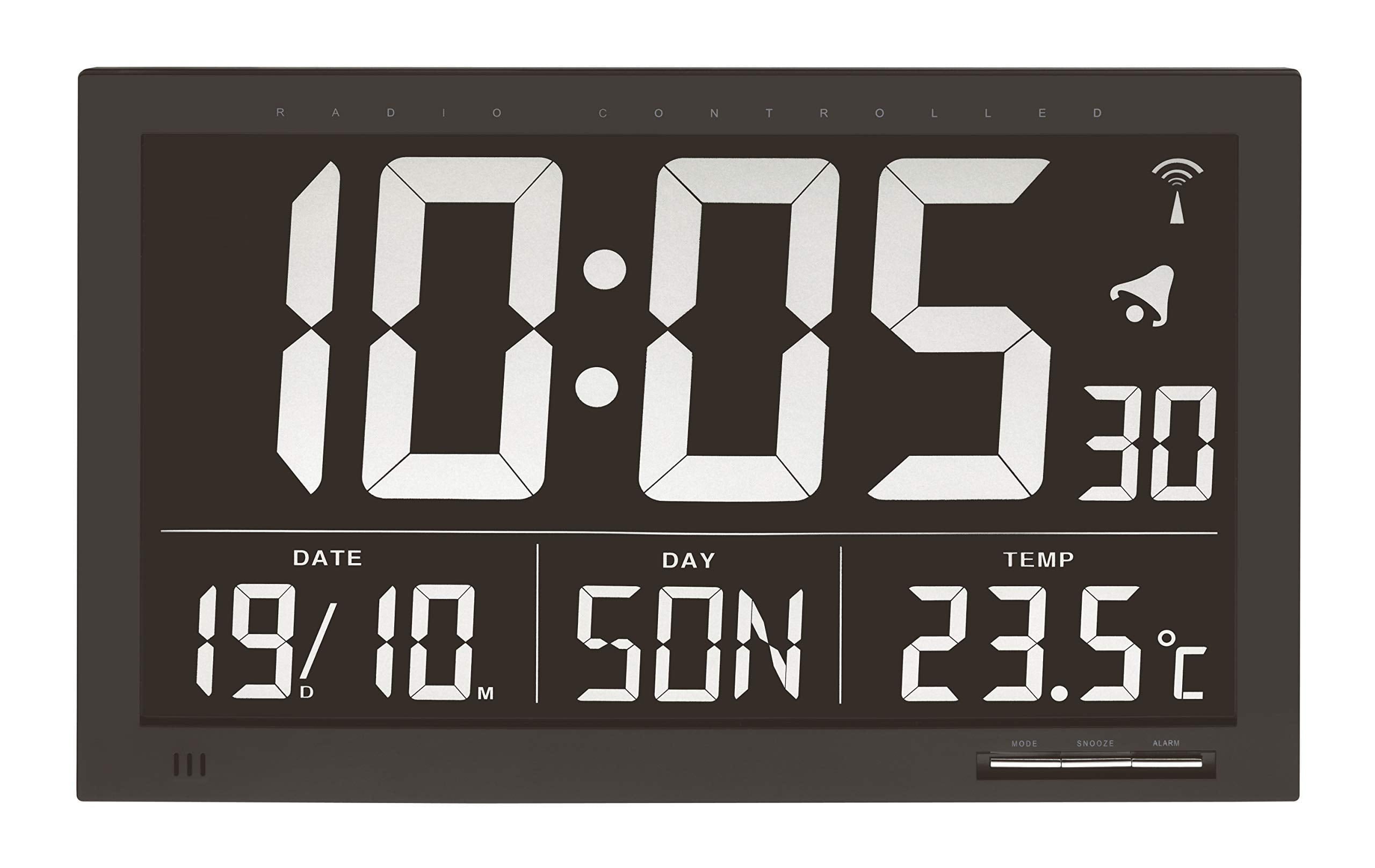 TFA 60.4505 Radio Controlled Digital Wall Clock with Large Display ...