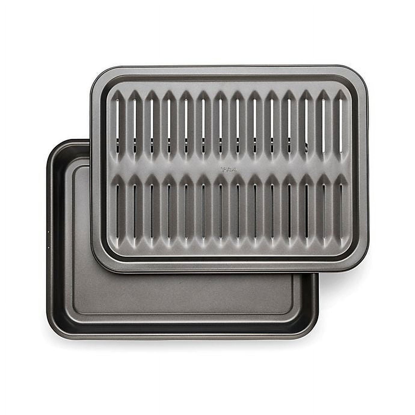 T-Fal 17-Inch x 12.6-Inch Nonstick Carbon Steel Broiler Pan Set, 2 ...