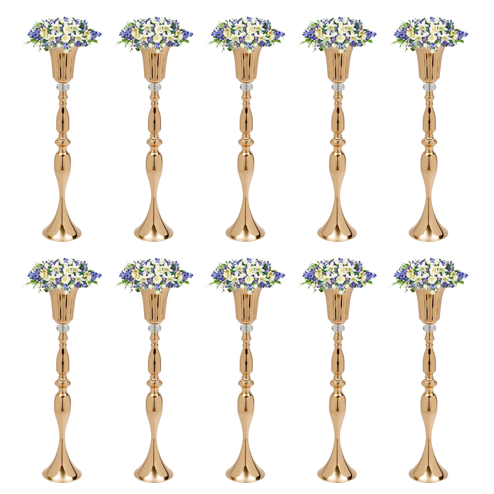 TFCFL 10pcs 29.1inch Tall Gold Wedding Table Centerpieces Metal Flower ...