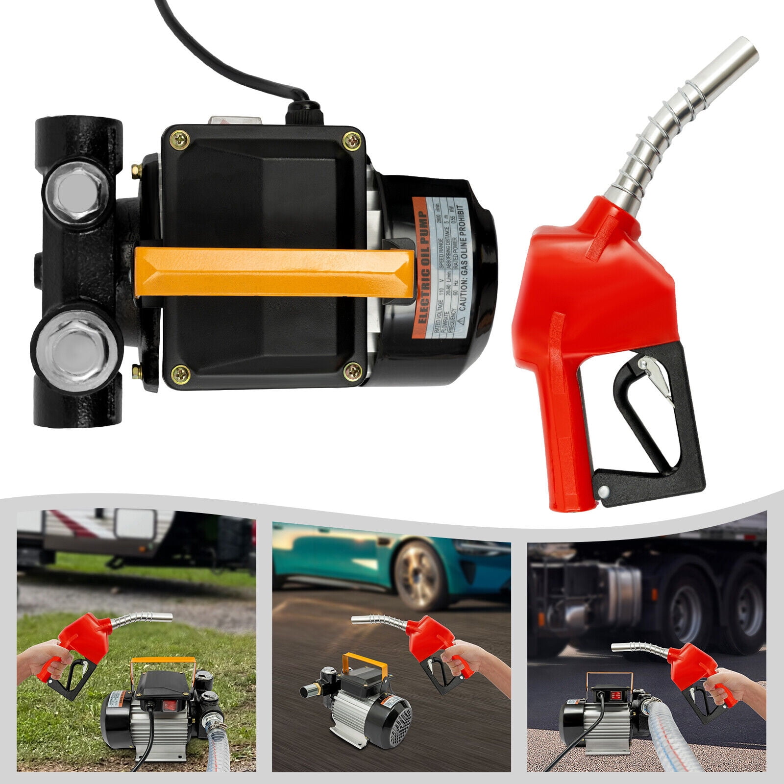 TFCFL 110V 550W Electric Oil Fuel Transfer Pump Kit Diesel Kerosene Oil ...