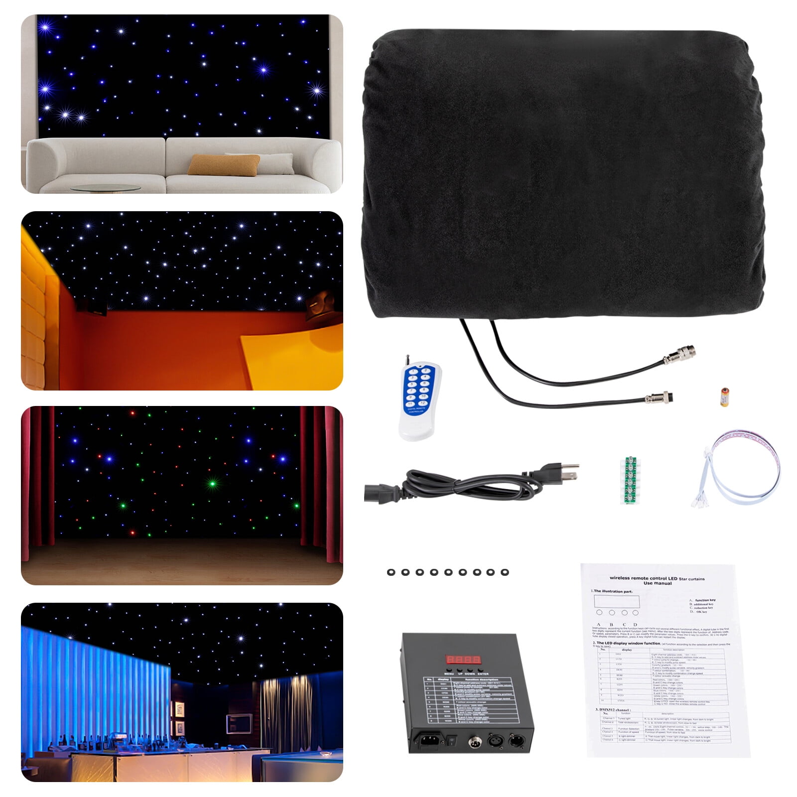 TFCFL 13*13ft Star Stage Backdrop LED Star Curtain Starry Sky ...