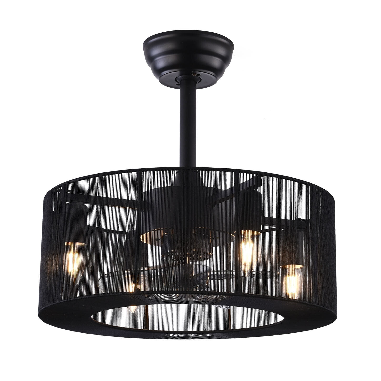 TFCFL 18'' Caged Ceiling Fans with Lights and Remote Fringe Tassel 3 ...