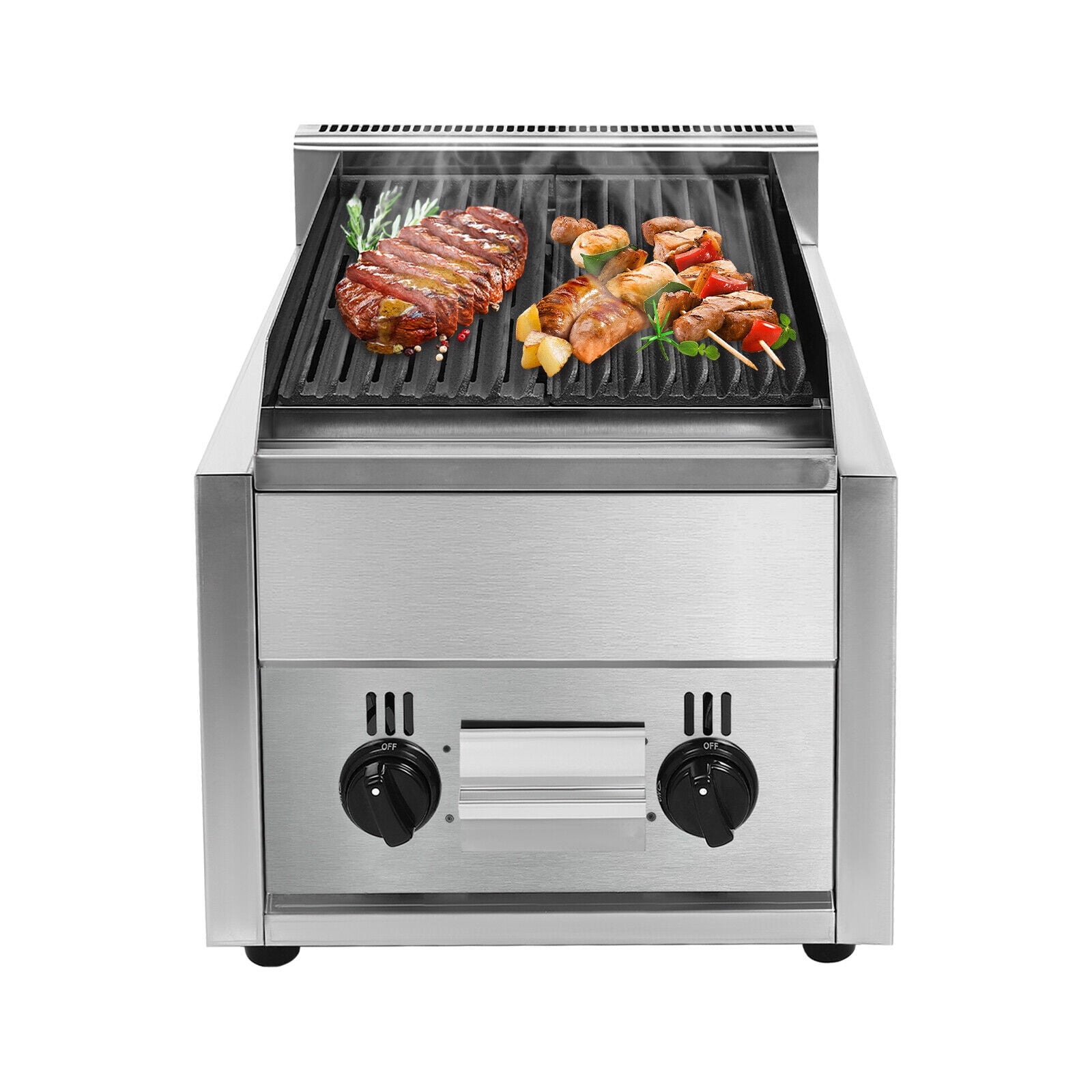 TFCFL 2 Burner Commercial Gas Grill LPG Tabletop Radiant Char Broiler ...