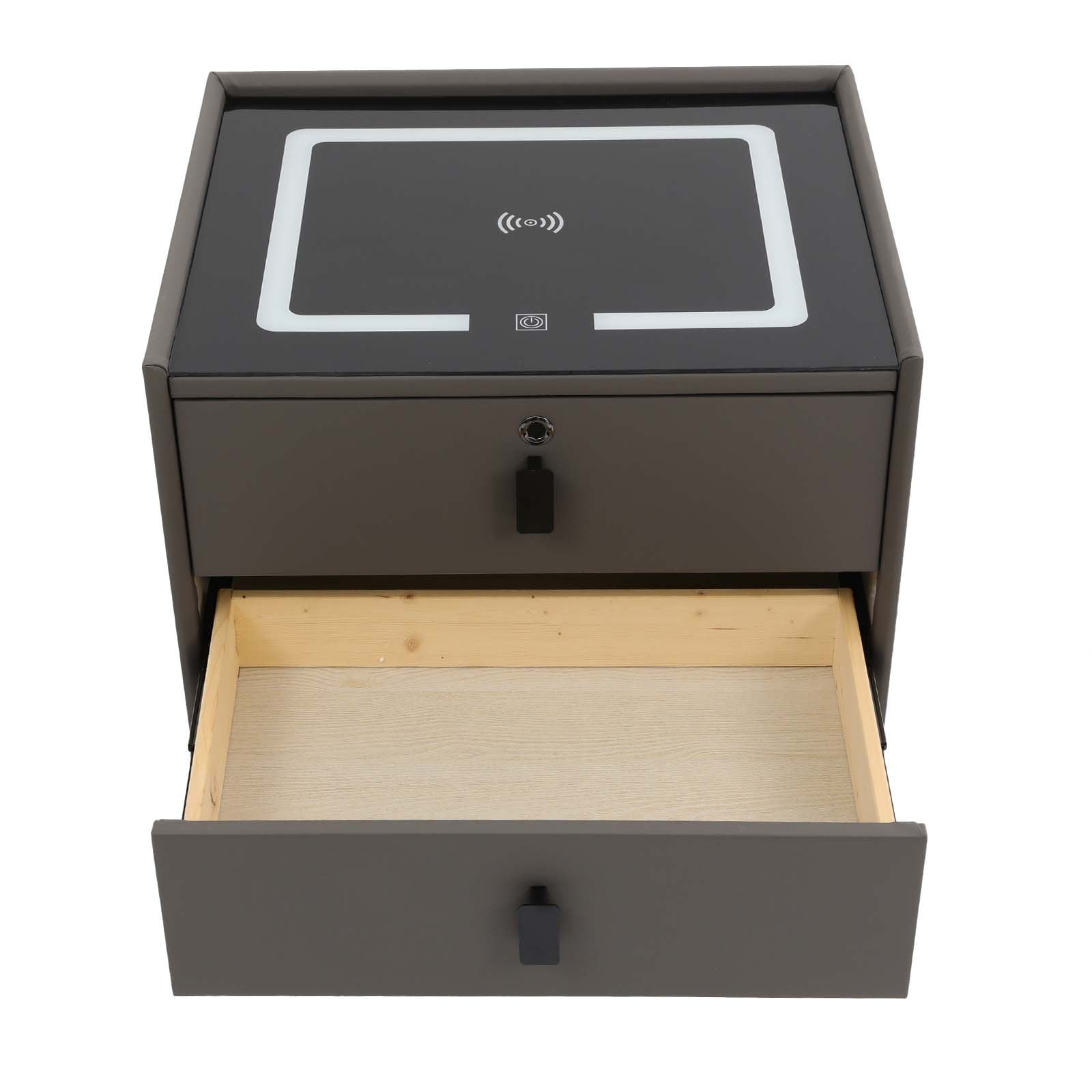 TFCFL 2 Drawers Bedside Table Lockable Storage Cabinet Bedroom ...