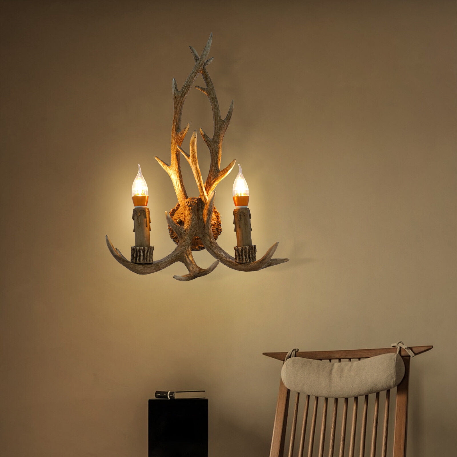 TFCFL 2-Light Retro Antler Wall Light Fixture Indoor Farmhouse Wall ...