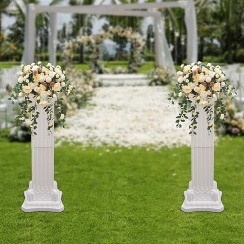 TFCFL 2 Pcs Elegant Wedding Roman Column Set, 35.4" White Roman Pillars ...