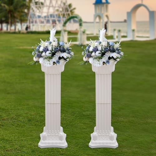 TFCFL 2 Pcs Elegant Wedding Roman Column Set, 35.4" White Roman Pillars ...