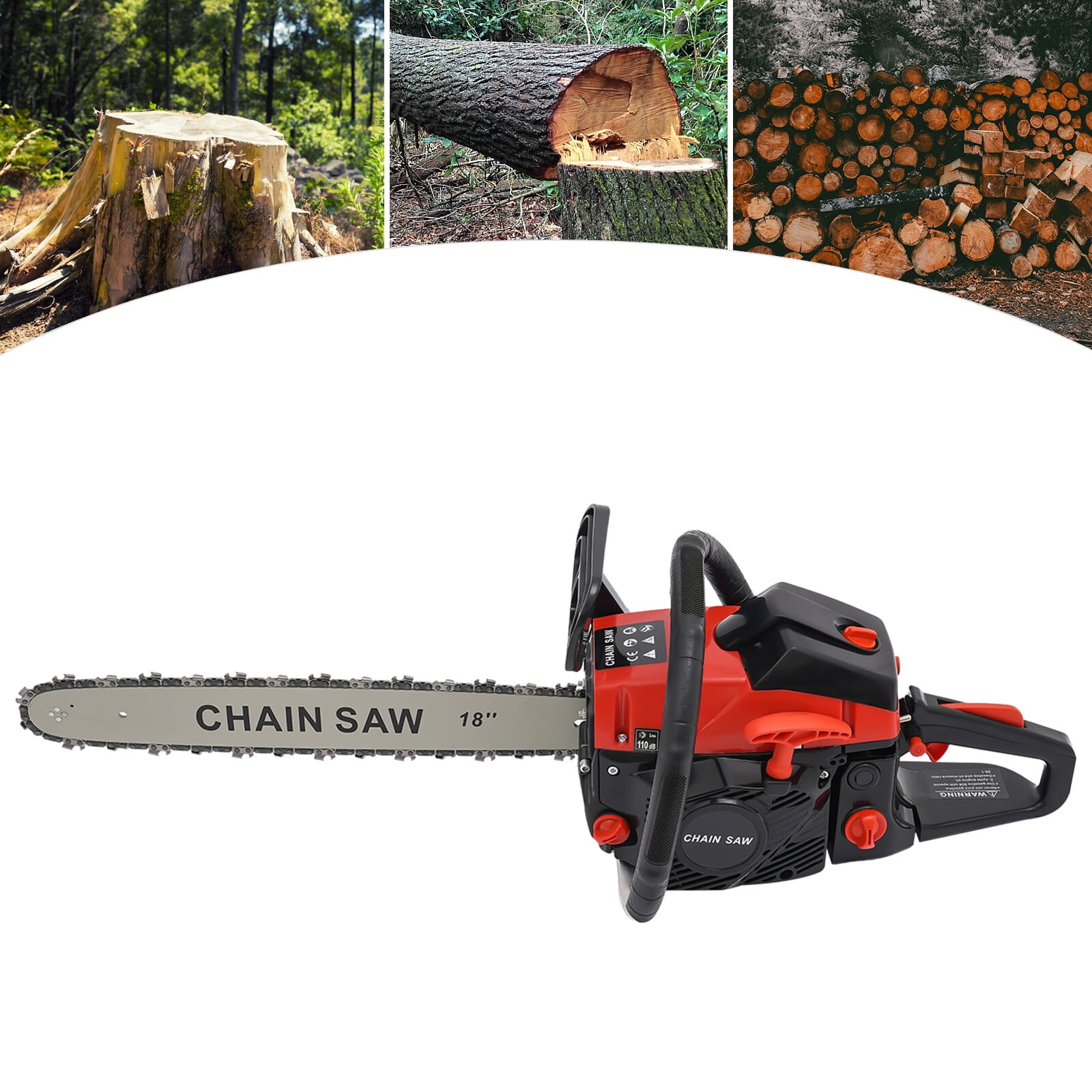 TFCFL 2-Stroke Gasoline Chainsaw 58CC Bar Power Engine Wood Cutting Gas ...