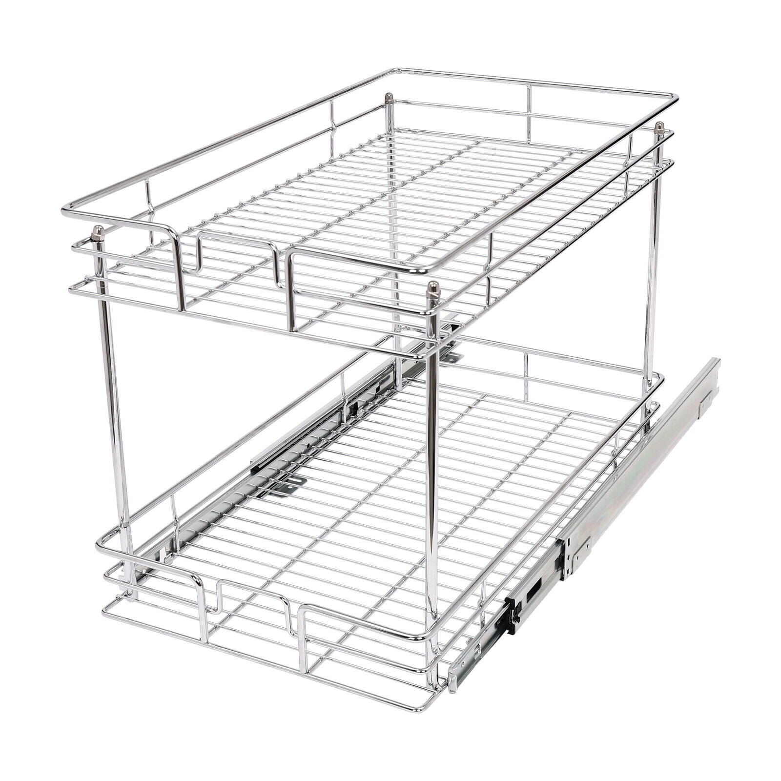 TFCFL 2 Tier Kitchen Cabinet Pull Out Shelf and Drawer Organizer Slide ...