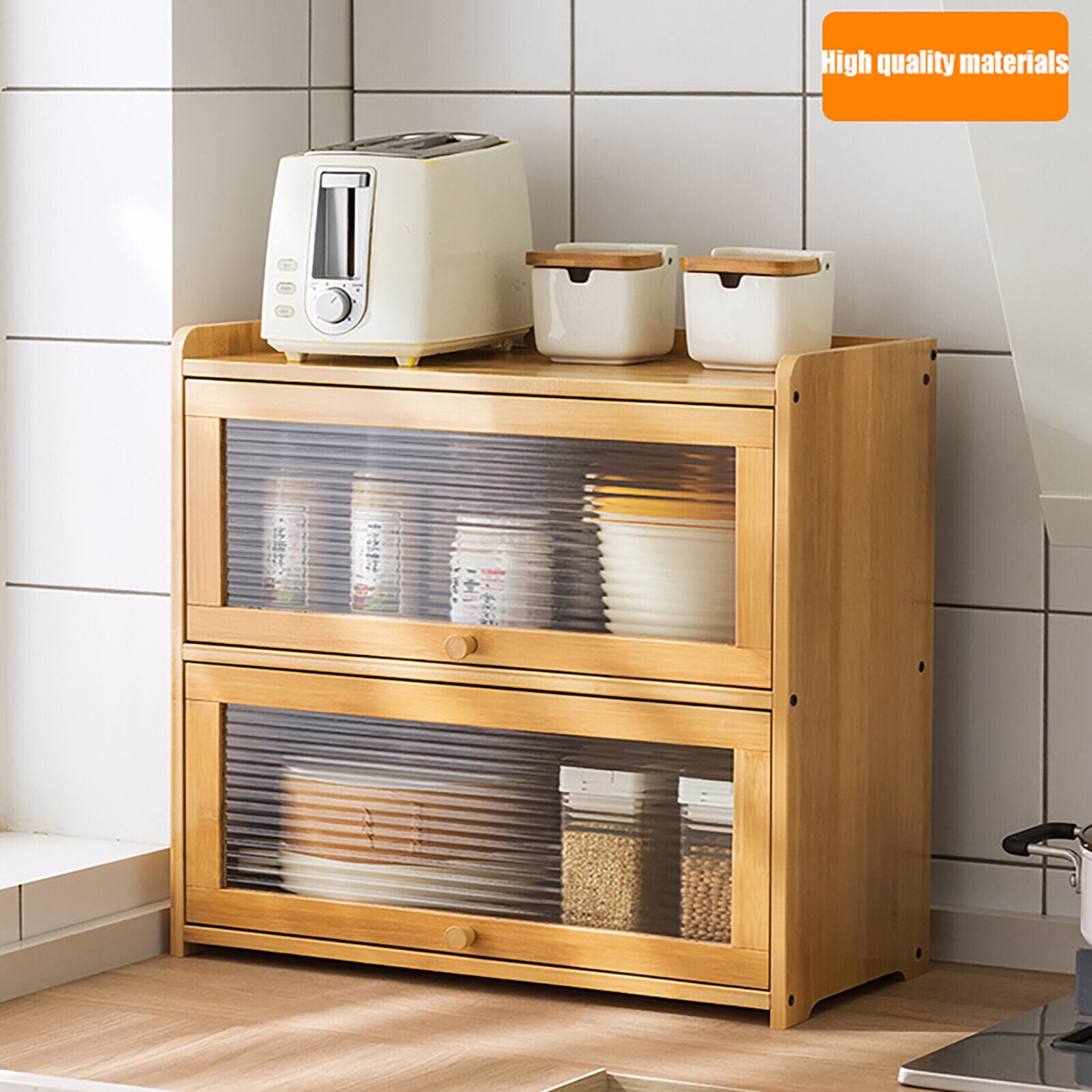 TFCFL 2 Tier Storage Cabinet Countertop Storage Cabinet For Condiments ...