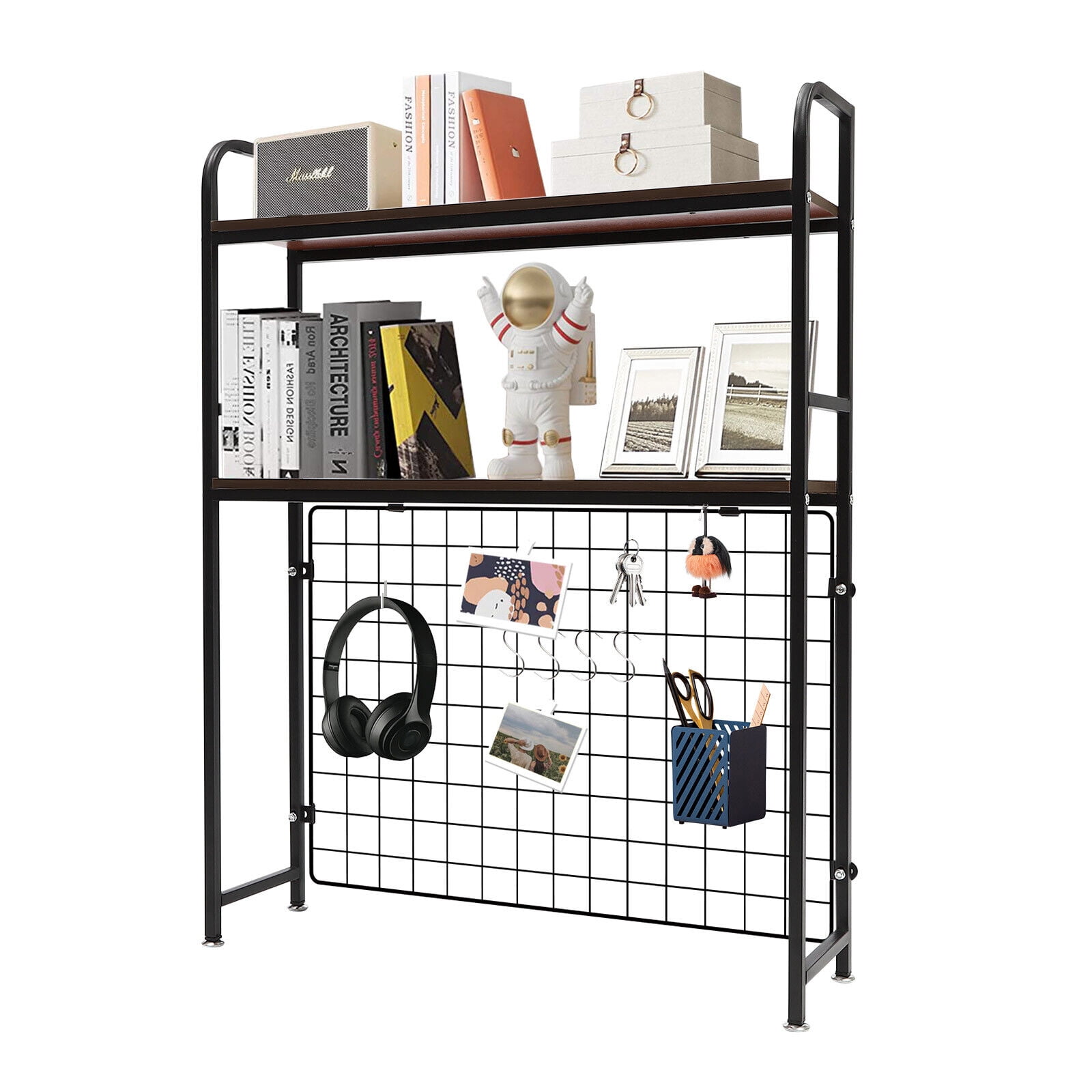 TFCFL 2-Tier Tabletop Bookshelf Rack Adjustable Storage Holder ...