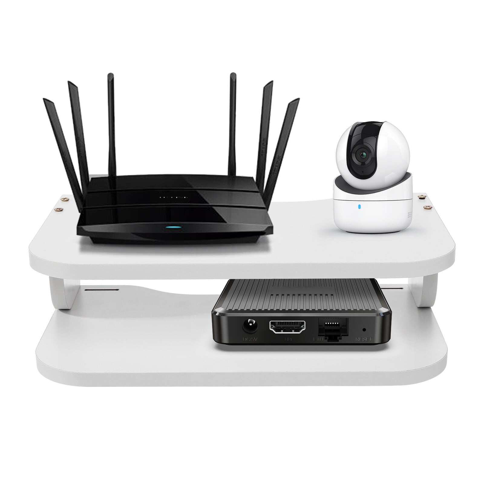 TFCFL 2 Tiers Set-top Box Shelf Wall Mount Floating Shelf Open Storage ...