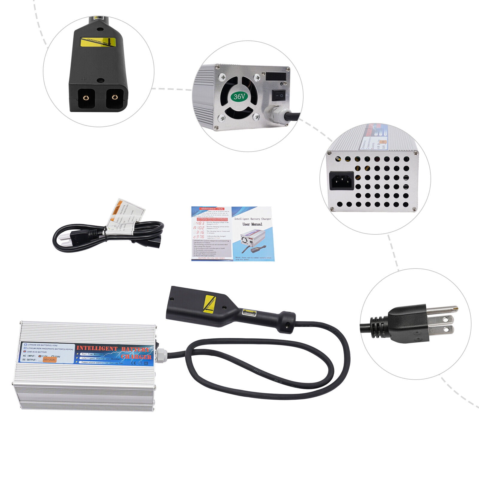 TFCFL 20 AMP Intelligent Battery Charger w/ LED For Club Car Golf Cart ...