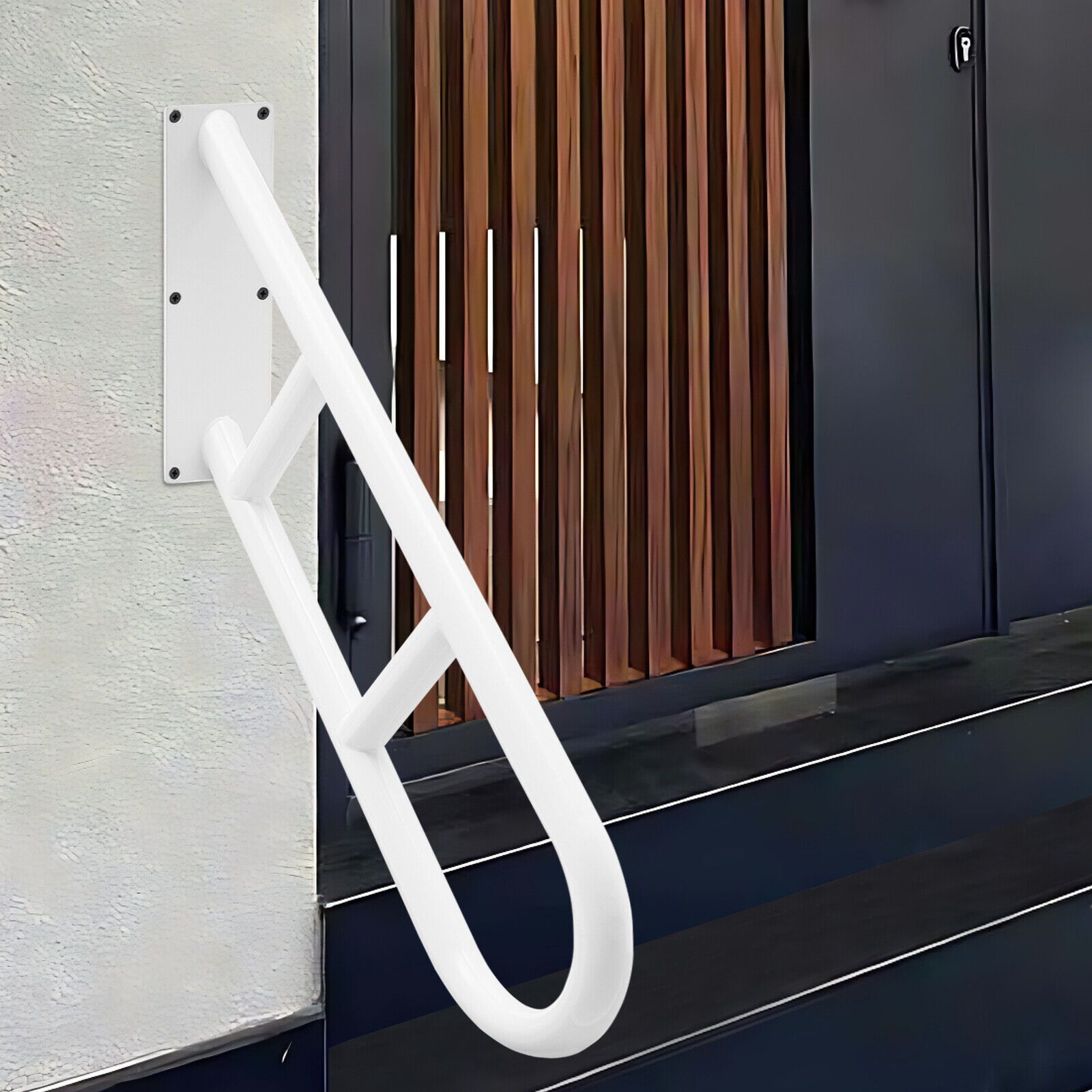 TFCFL 26 inch U-Shaped Handrails White Outdoor Handrail Wall Mount ...