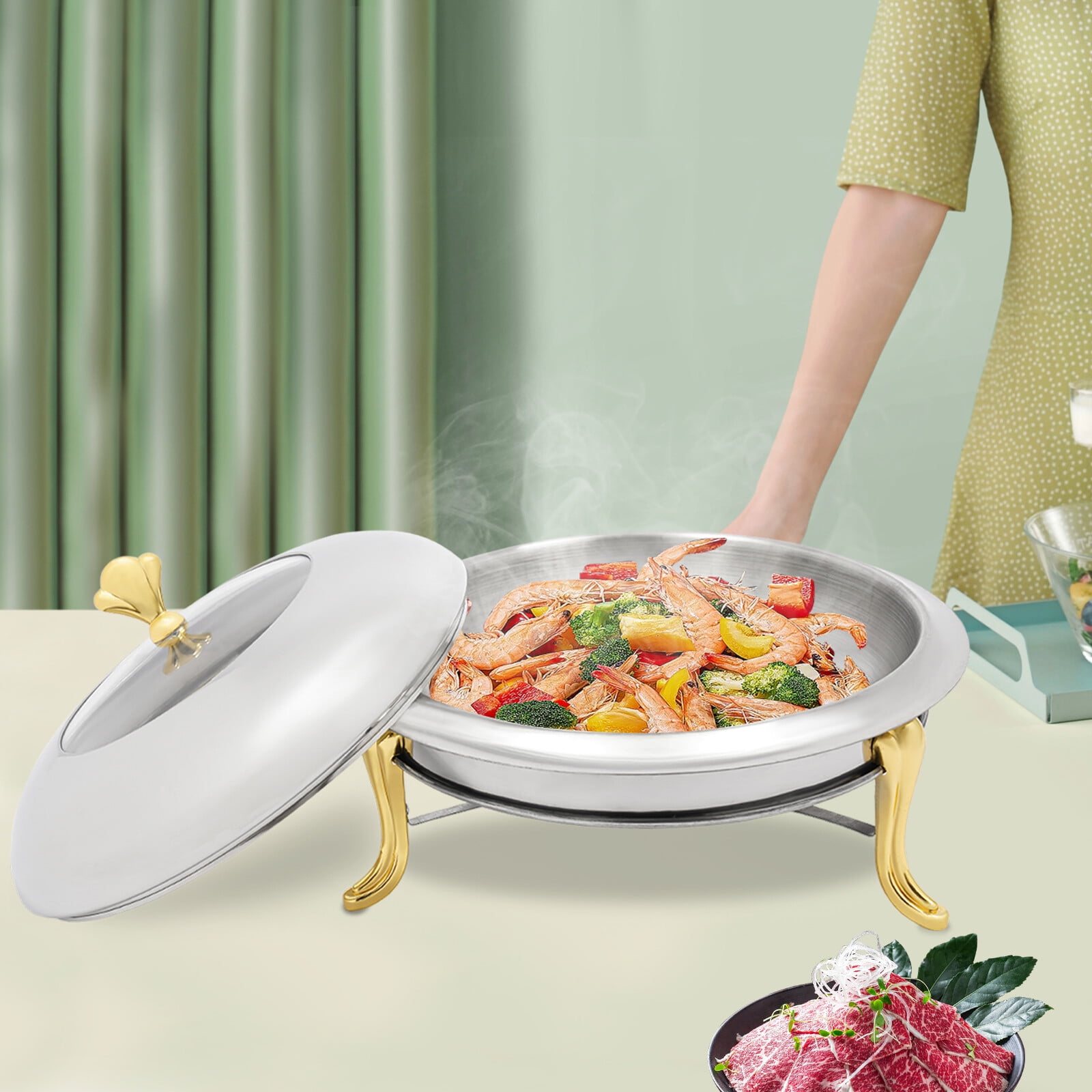 TFCFL 26cm Gold Stainless Steel Stove Round Stove Without Ears Modern ...