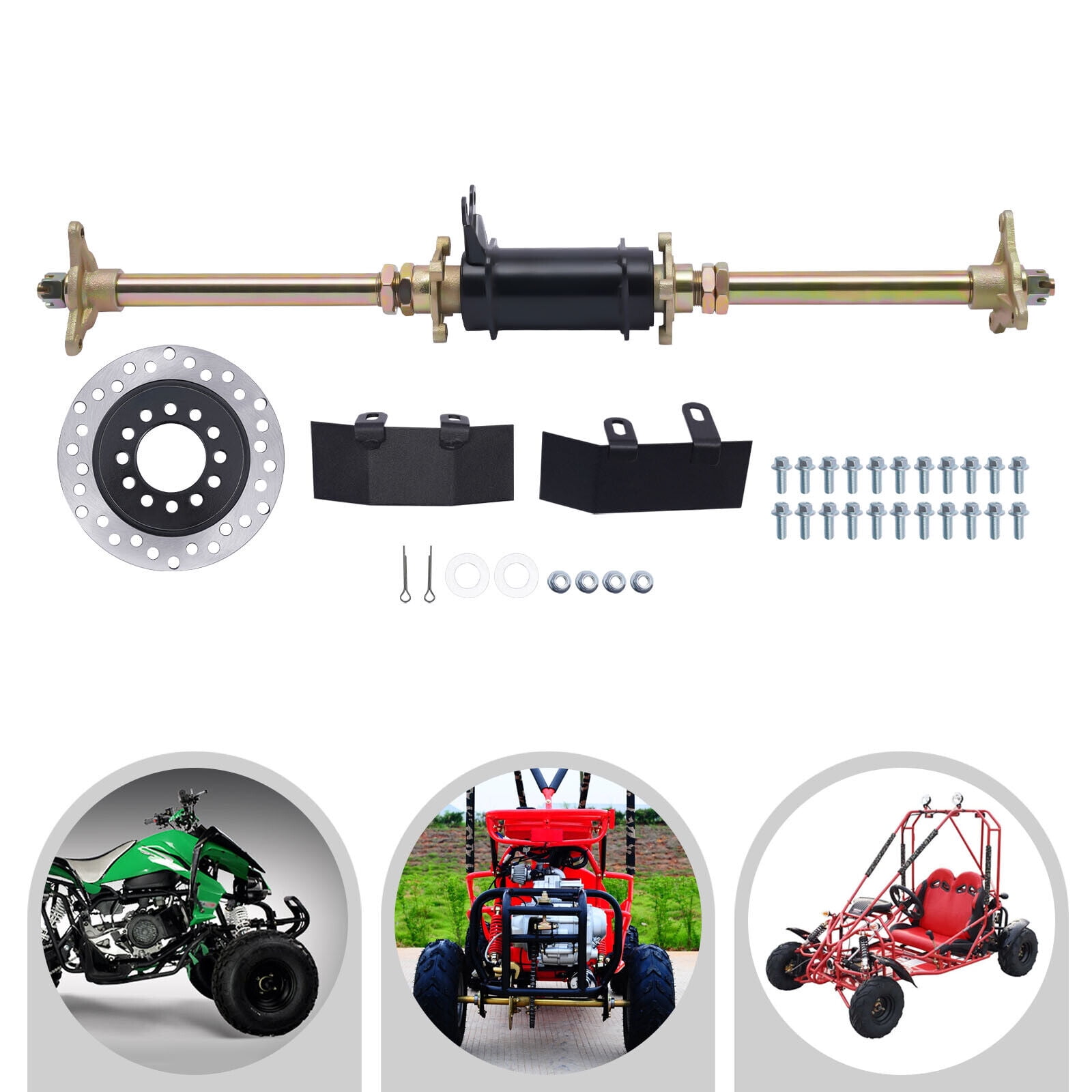 TFCFL 28" Rear Axle Complete Kit 3 Hole Wheel Hub For 150cc 110 ATV Go ...