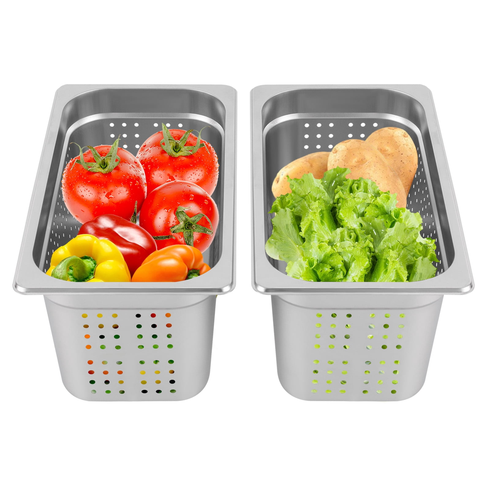 TFCFL 2pcs Perforated Steam Pans 6" Deep Stainless Steel Steam Table ...