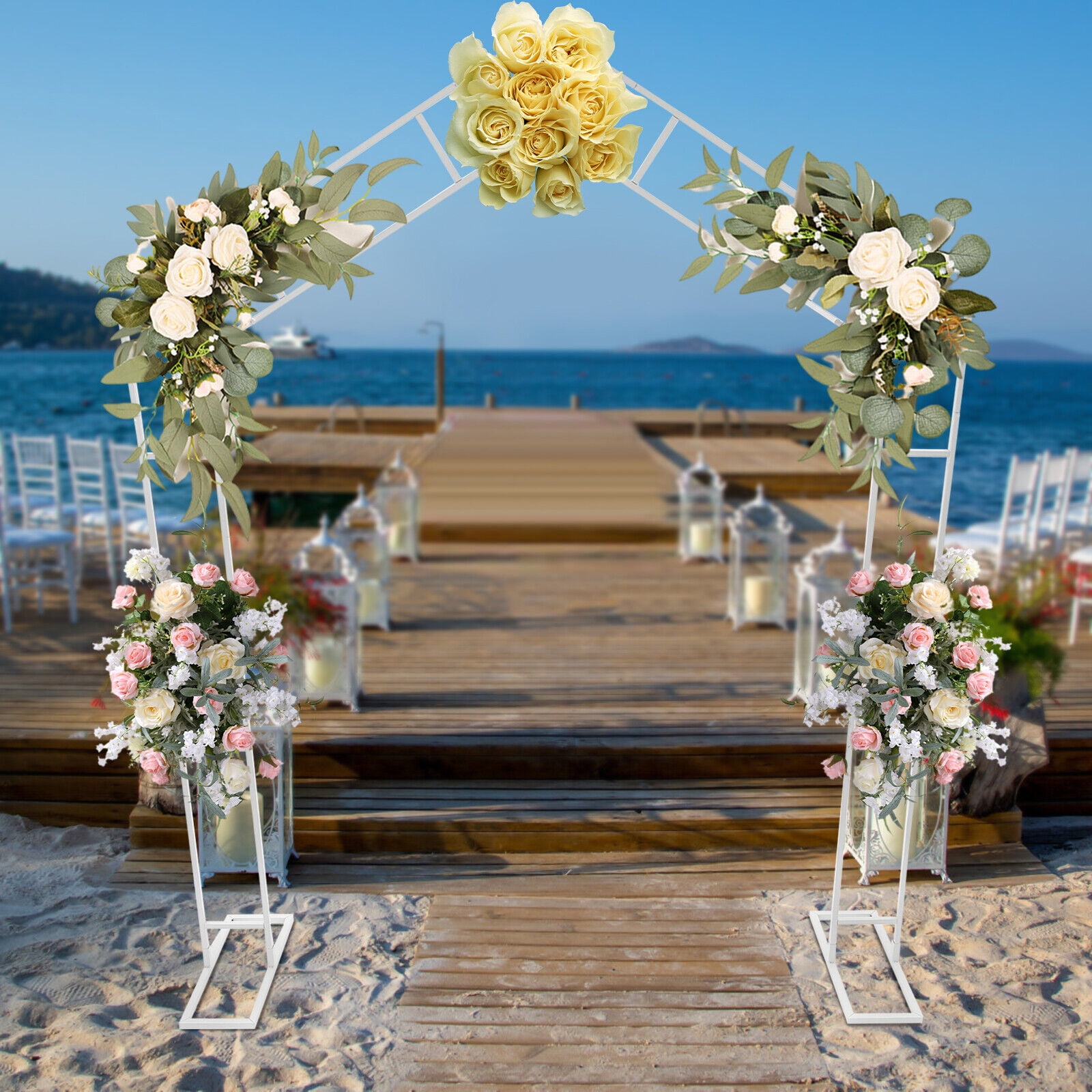 TFCFL 2x2.4M Detachable A-Shape Wedding Arch Floor Standing Flower ...