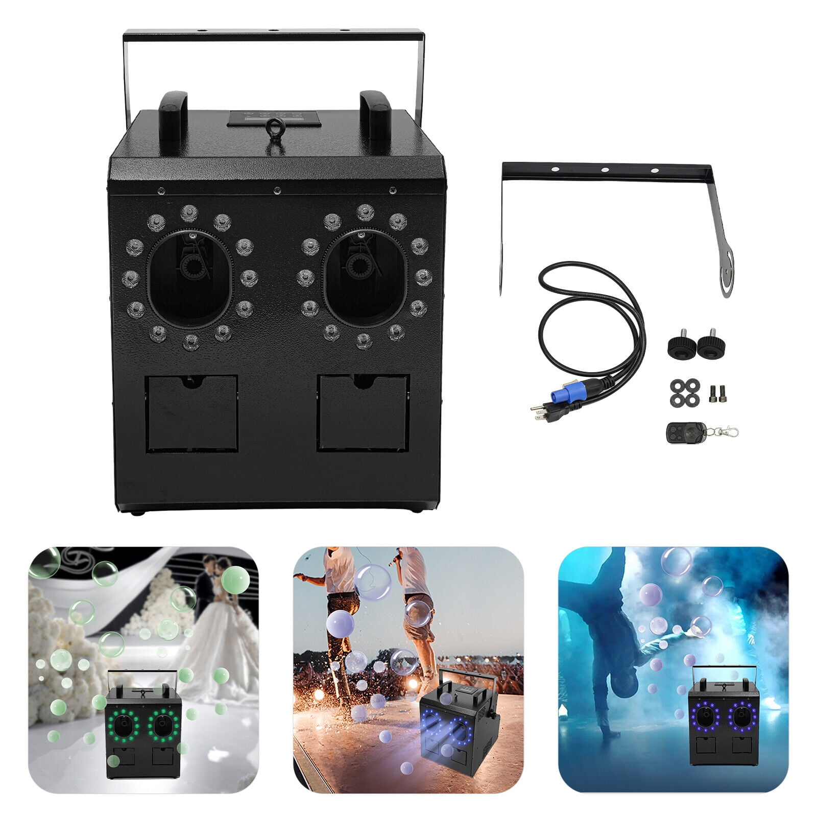 TFCFL 3-In-1 Smoke Fog Bubble Machine RGB LED Light Stage Effect DJ Fogger Machine DMX Remote ...