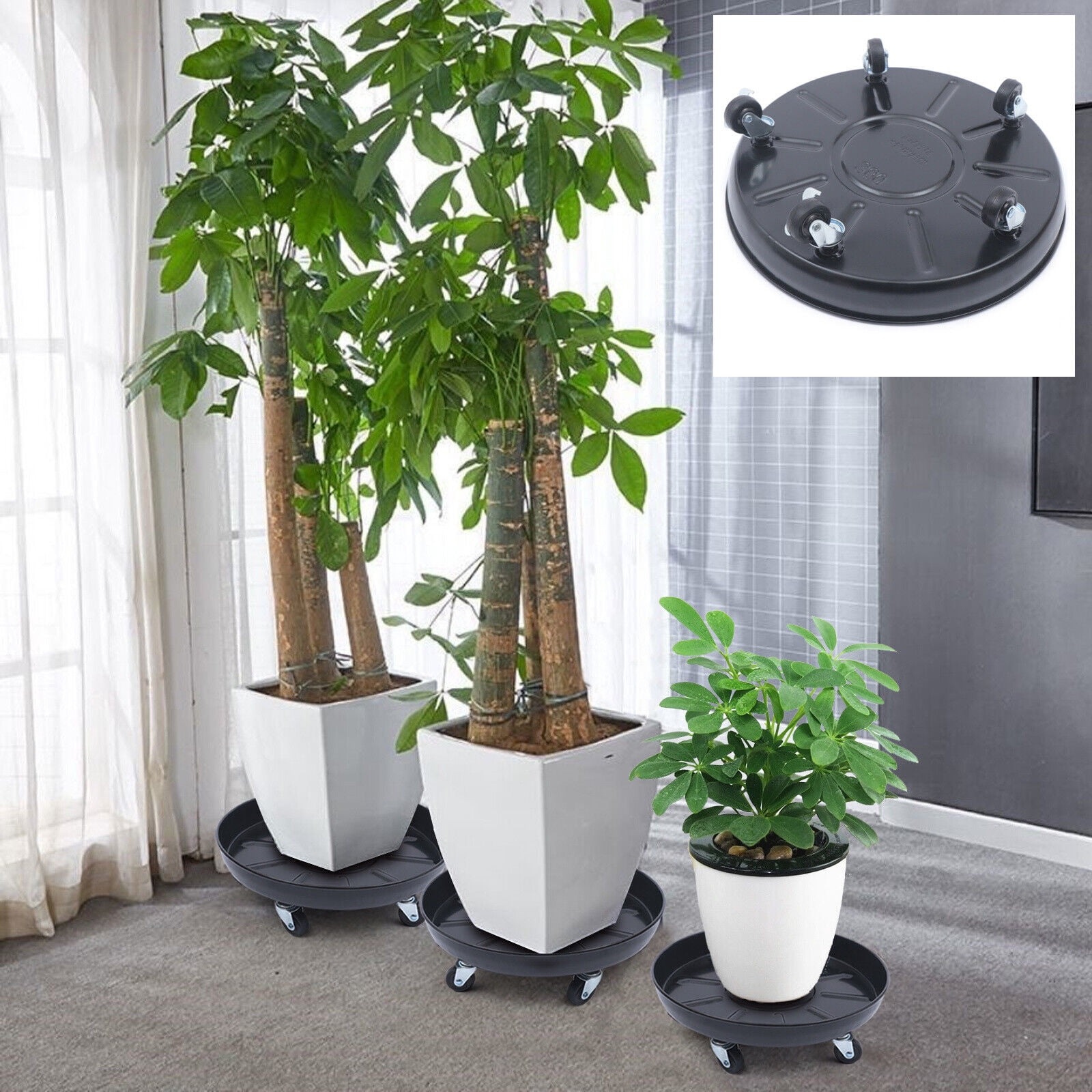 TFCFL 3 Pack Plant Caddy with Wheels 14.17'' Heavy Duty Iron Rolling ...