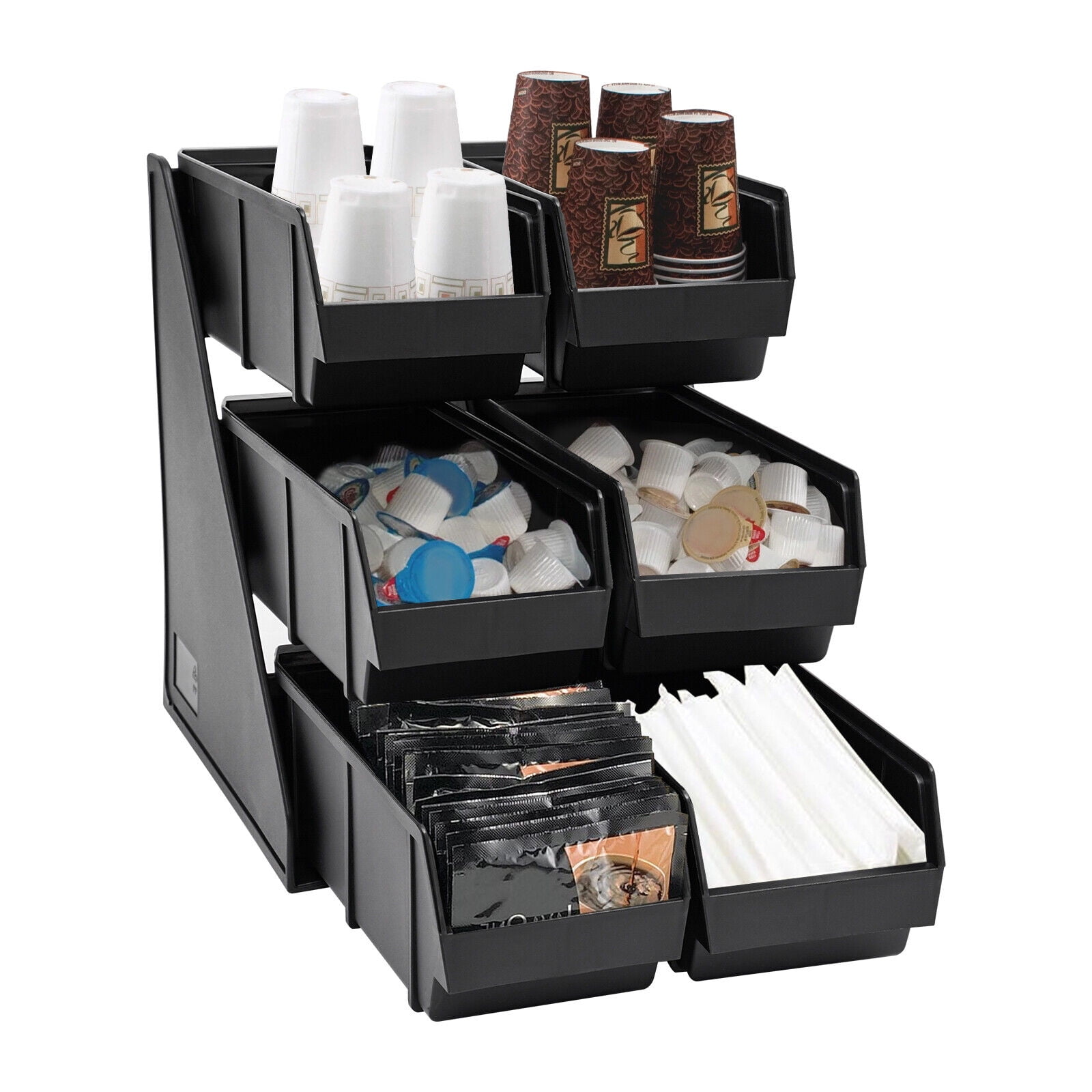 TFCFL 3-Tier 6 Compartments Upright Breakroom Coffee Condiment Bin ...