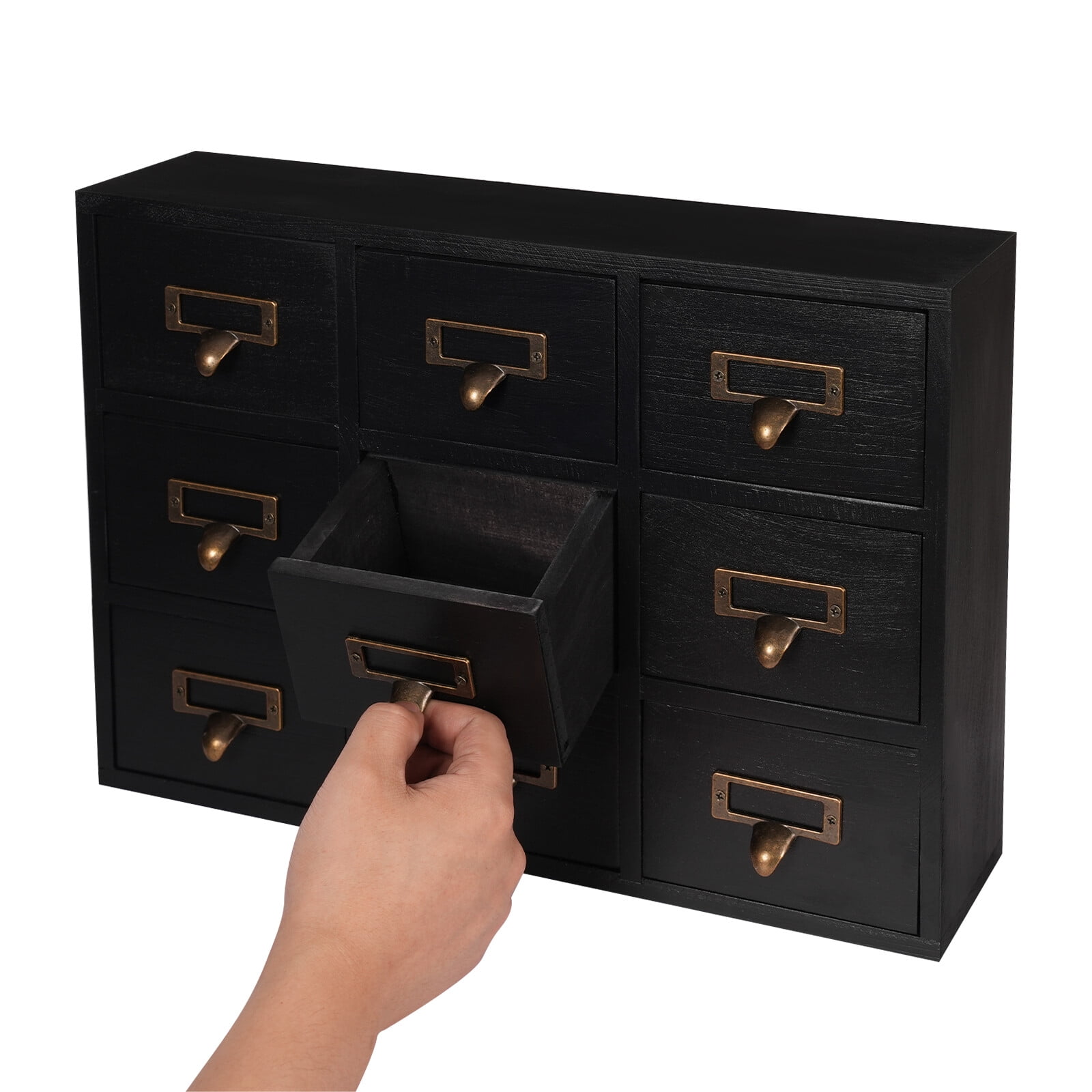 TFCFL 3 Tier 9 Slot Storage Cabinet Desktop Drawers Organizer Wooden ...