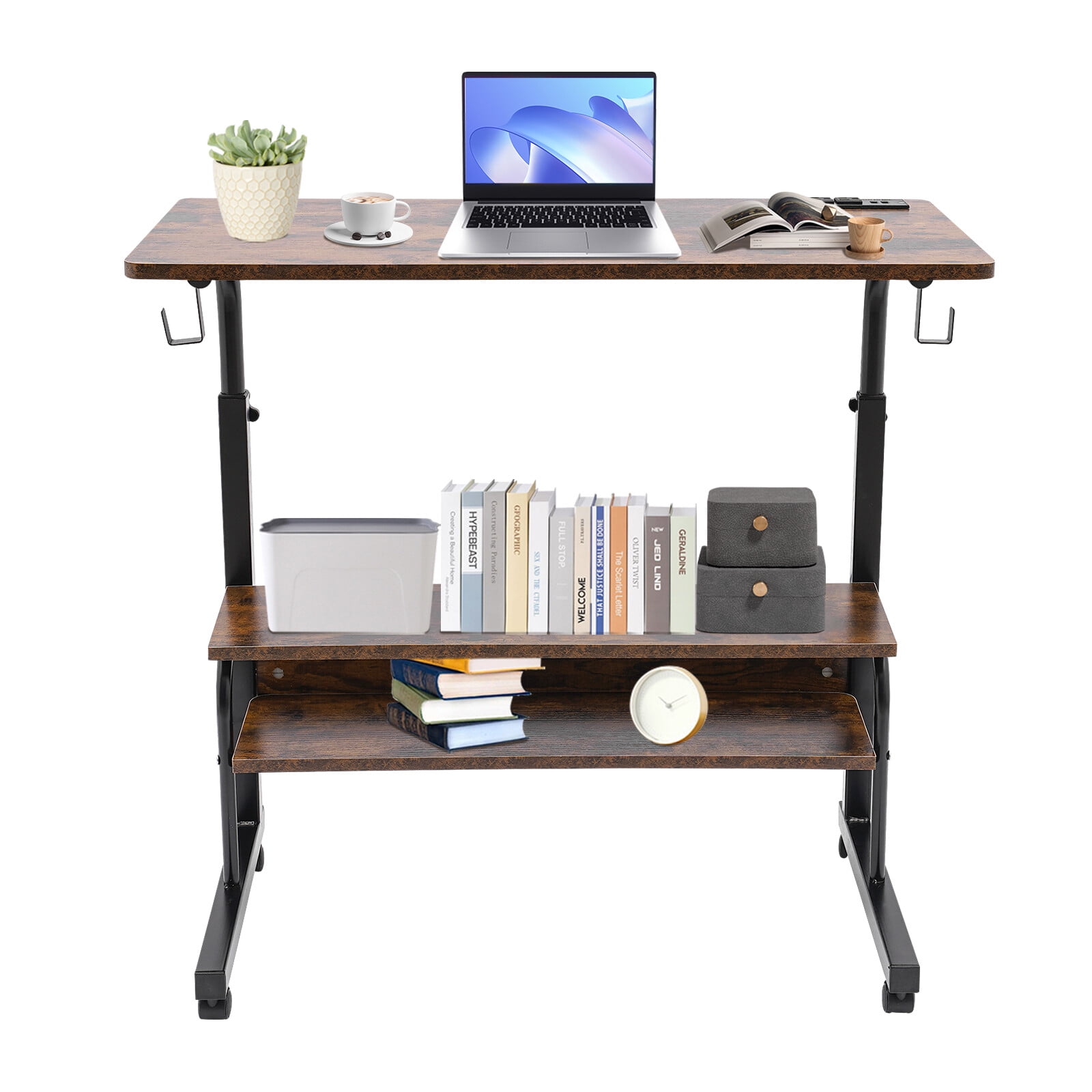 TFCFL 3 Tier C-shaped Movable Standing Desk Adjustable Height Rolling ...