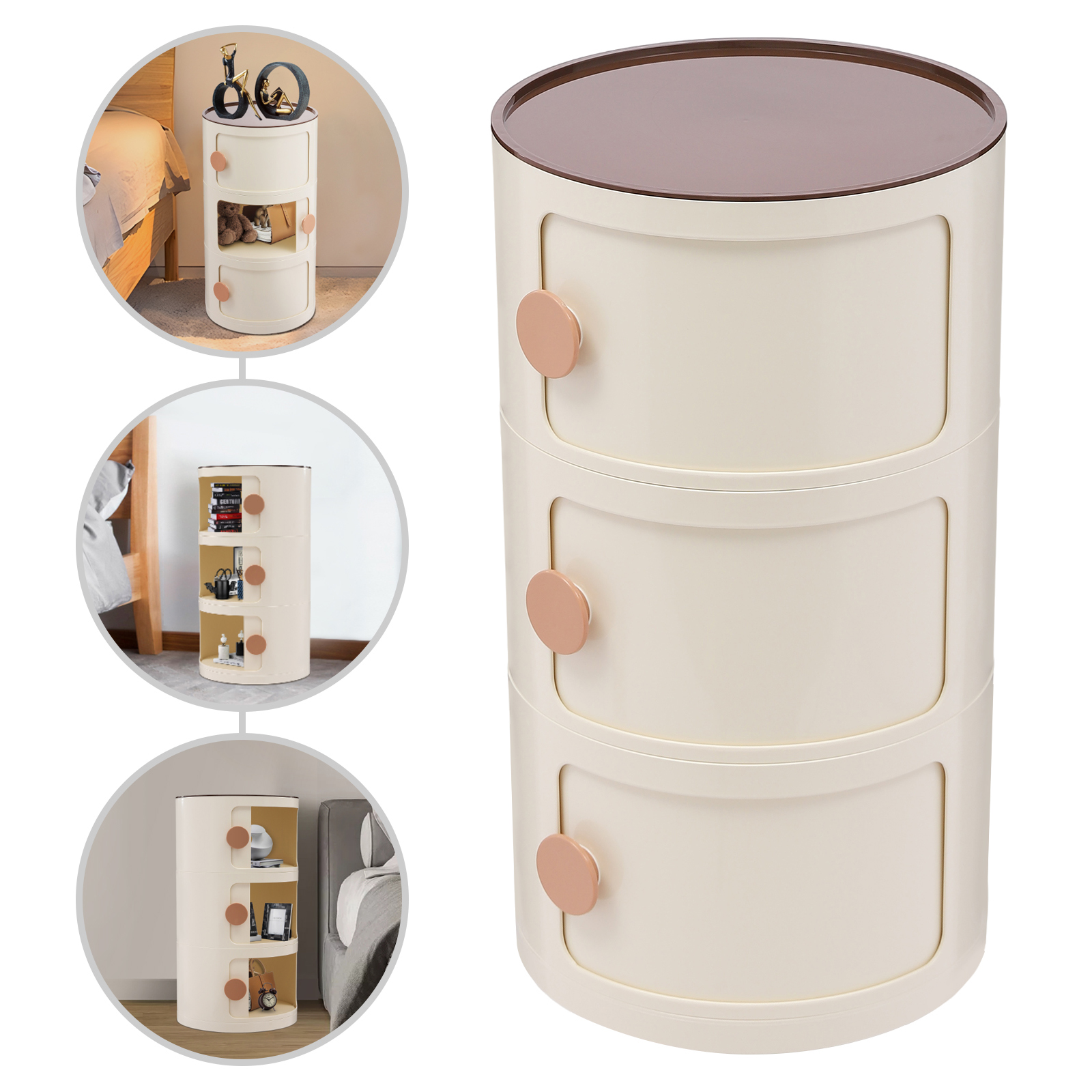 TFCFL 3-Tier Cylinder Storage Cabinet Floor Standing Bedside Cabinet ...