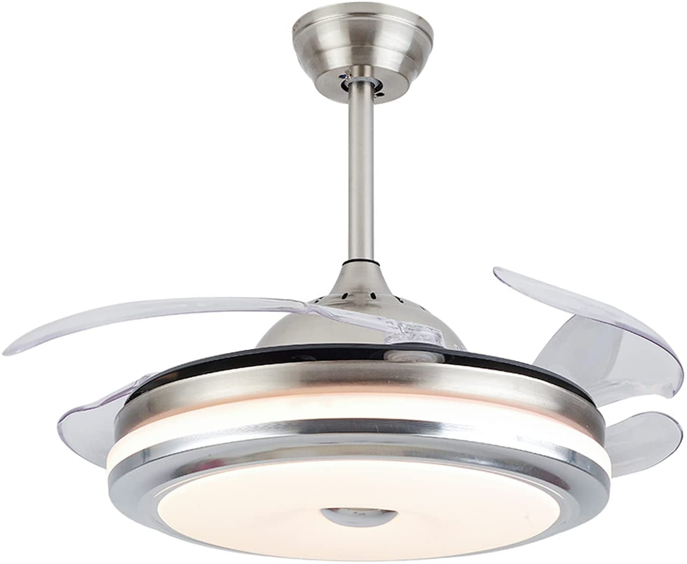 36 Inch Invisible Ceiling Fan Lamp, Dimmable LED Chandelier Light ...