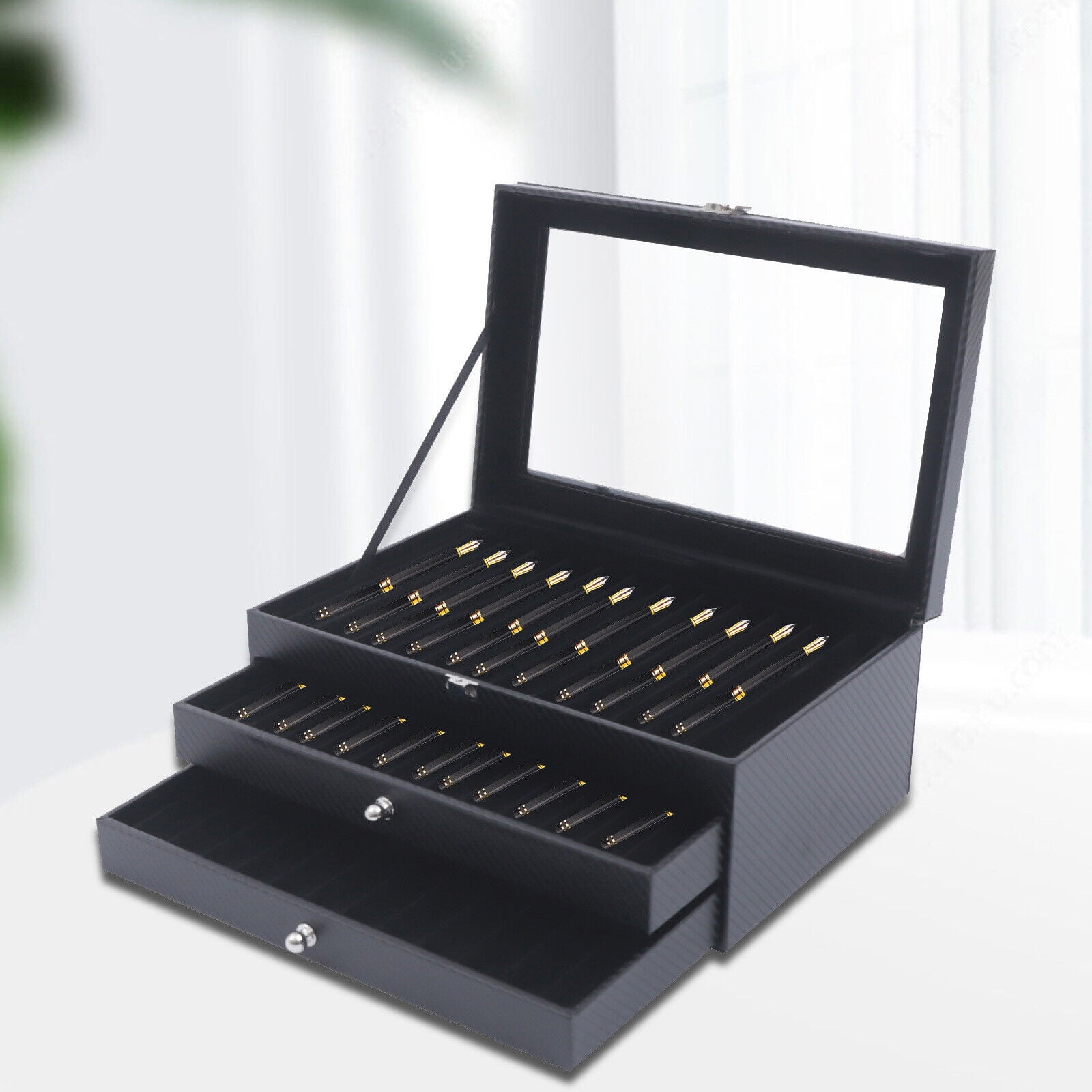 TFCFL 36 Slots Fountain Pen Box Three Level Storage Display Case ...