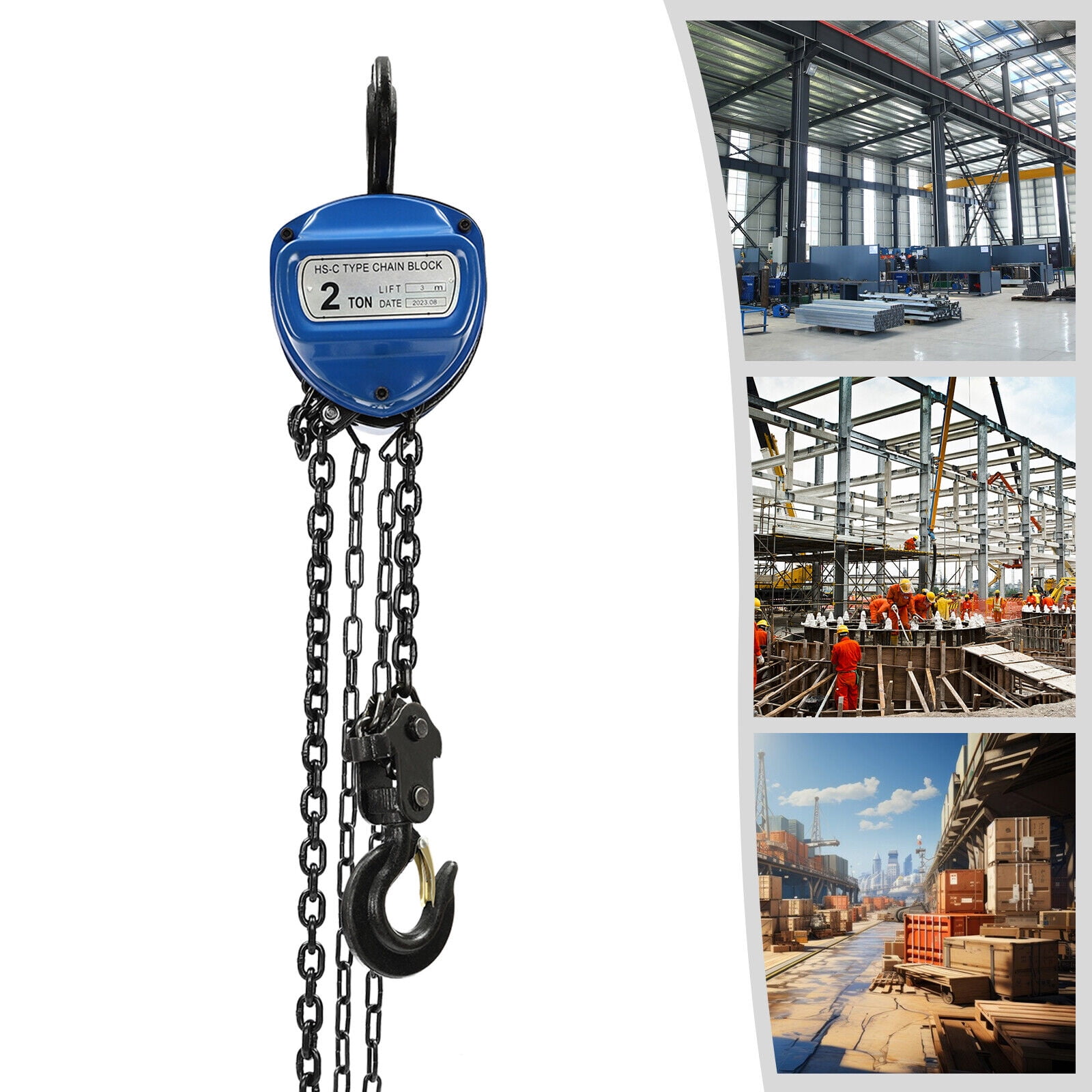 TFCFL 3m/9.8ft 2 Ton Blue Hand Chain Hoist Manual Chain Hoist Heavy ...