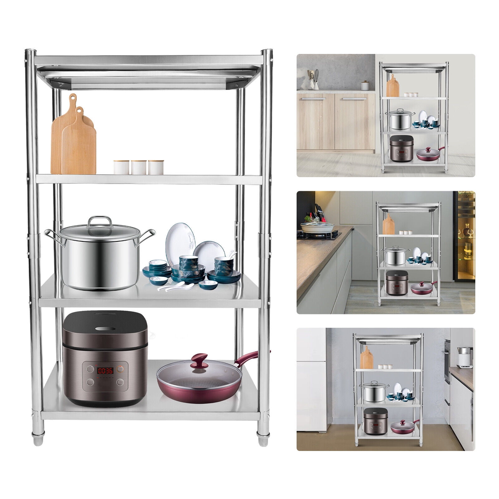 TFCFL 4-Layer Stainless Steel Shelving Unit Organizer Storage ...